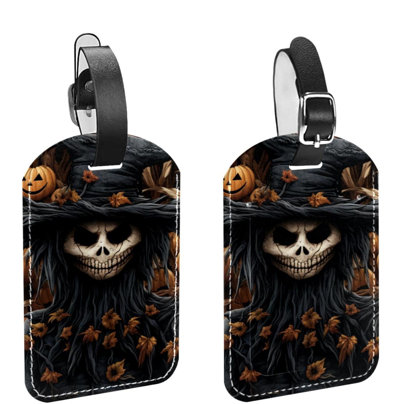 Square 2Pack PU Leather Halloween Scarecrow Cruise Luggage Tag with ...