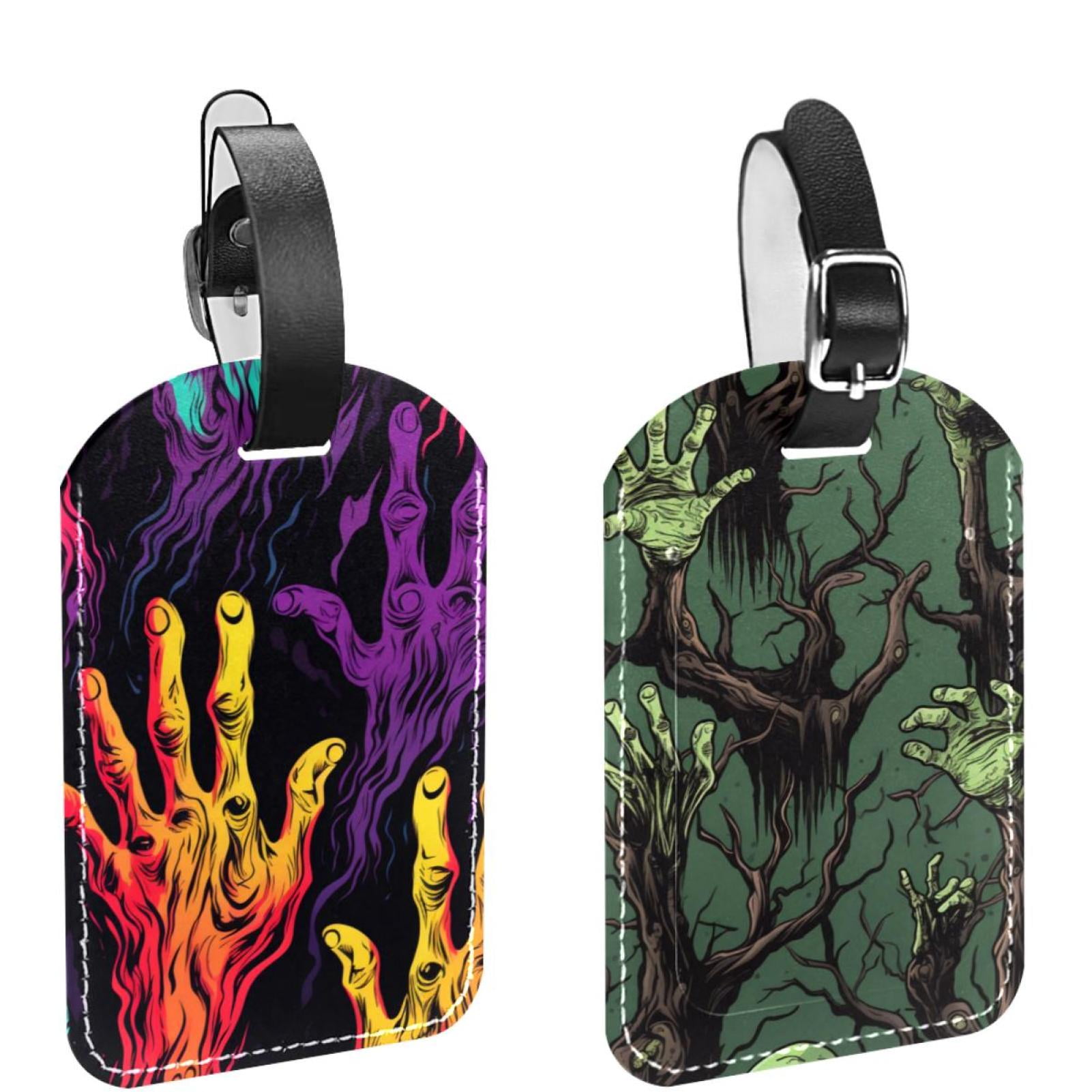 Square 2Pack PU Leather Halloween Scary Hands Cruise Luggage Tag with ...