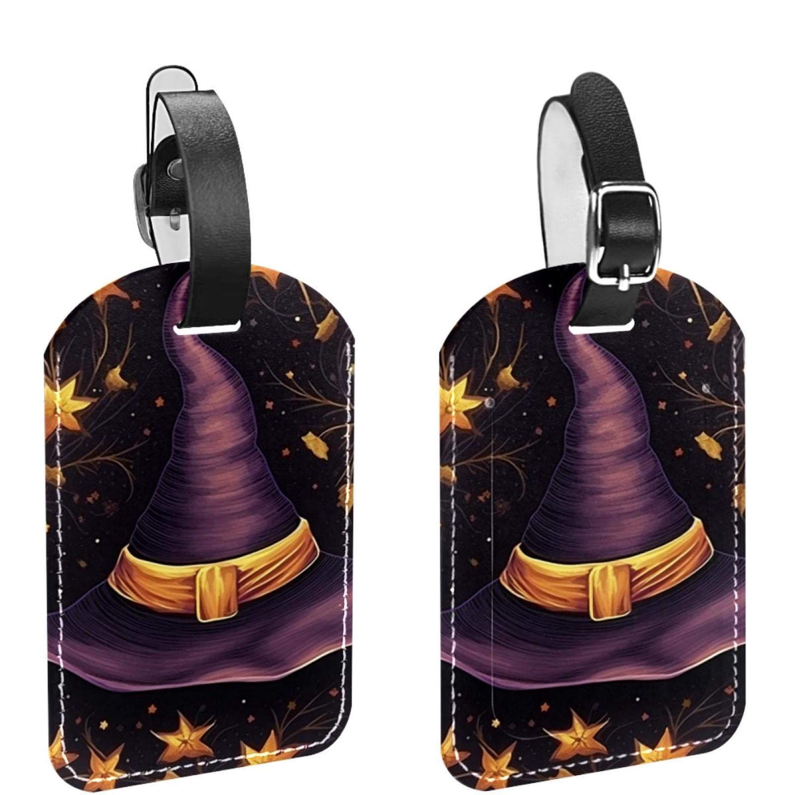 Square 2Pack PU Leather Halloween Witch Hat Cruise Luggage Tag with ...