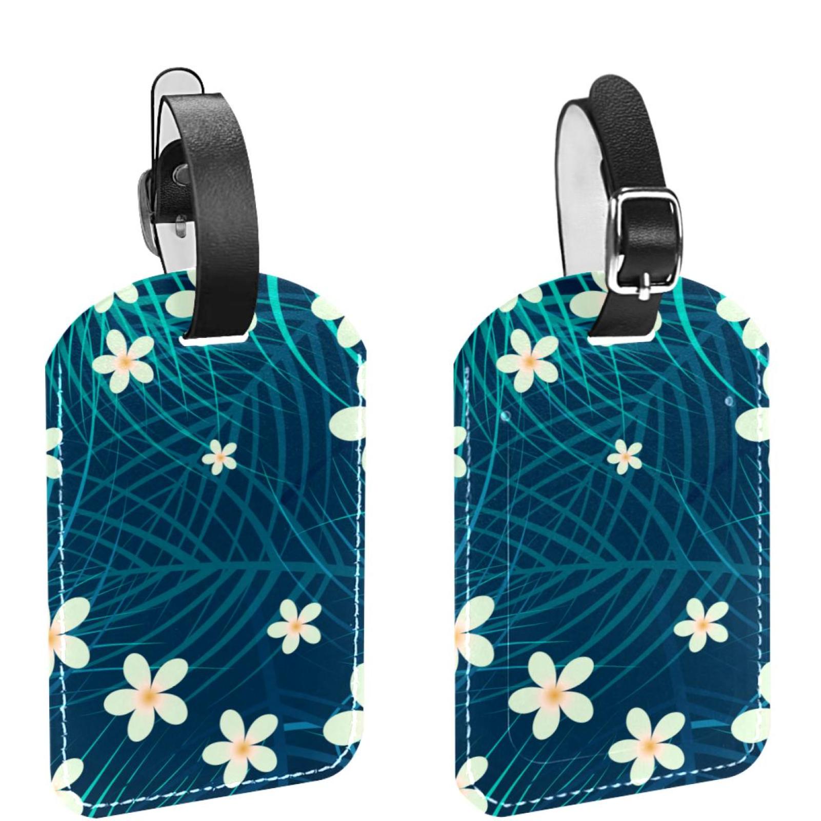 Square 2Pack PU Leather Hawaiian Tropical Cruise Luggage Tag with ...