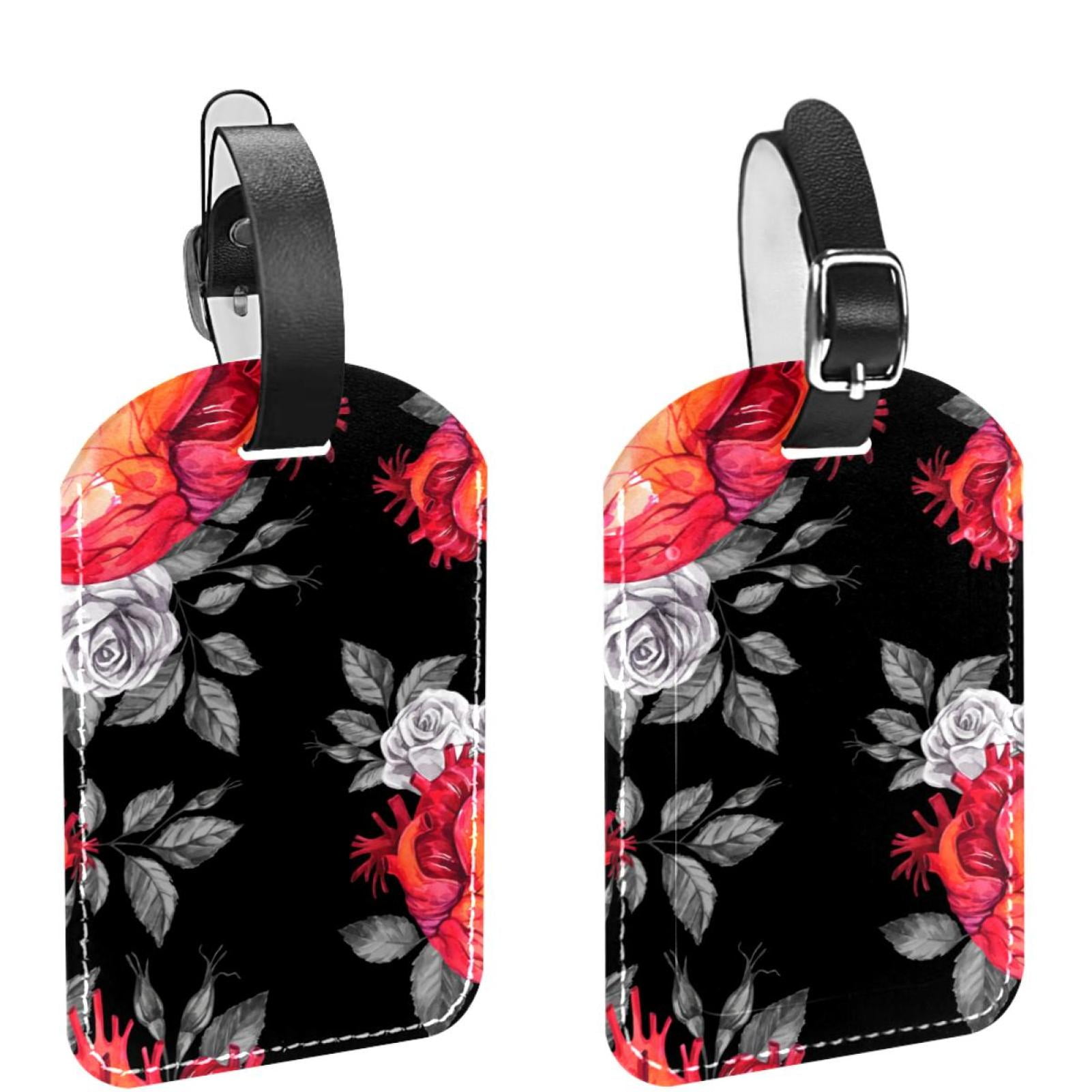 Square 2Pack PU Leather Heart Rose Cruise Luggage Tag with Privacy ...