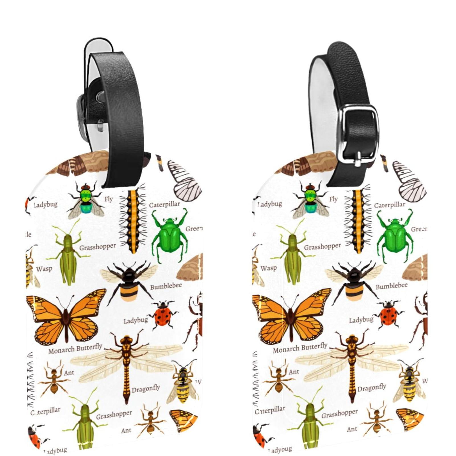 Square 2Pack PU Leather Insects Cruise Luggage Tag with Privacy Cover ...