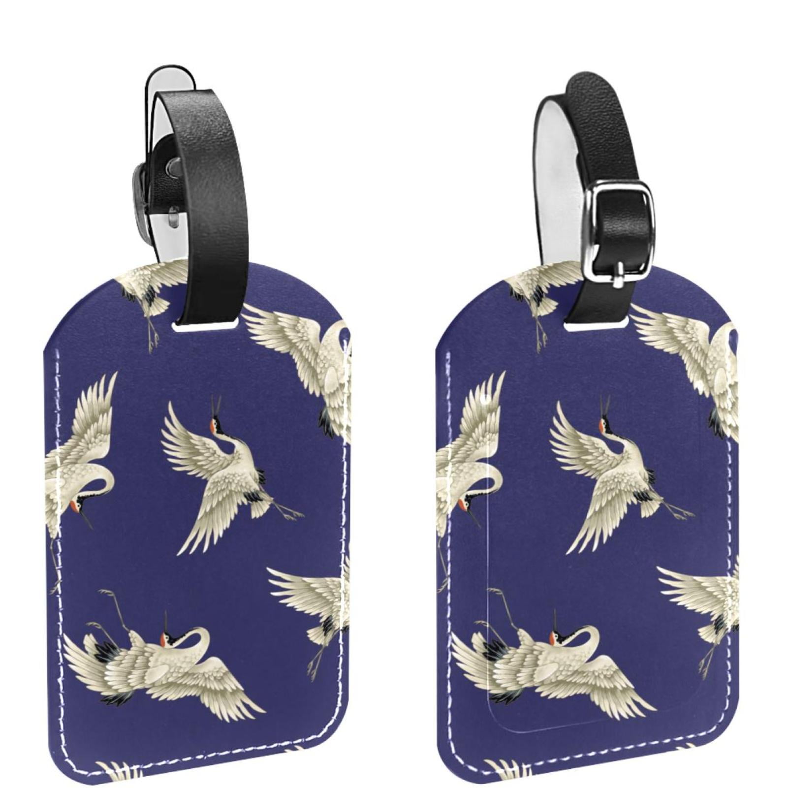 Square 2Pack PU Leather Japanese Crane Cruise Luggage Tag with Privacy ...