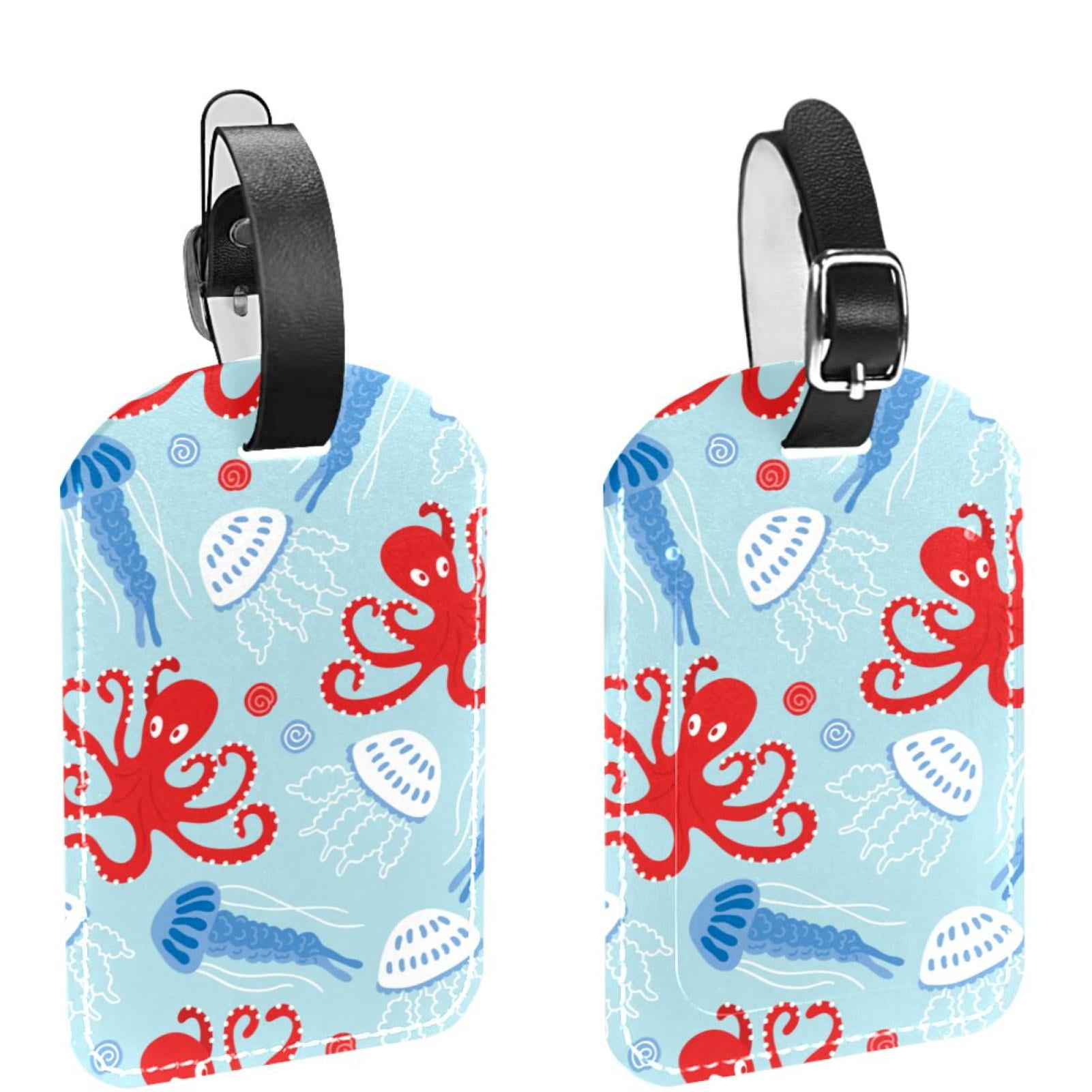 Square 2Pack PU Leather Jellyfish Cruise Luggage Tag with Privacy Cover ...