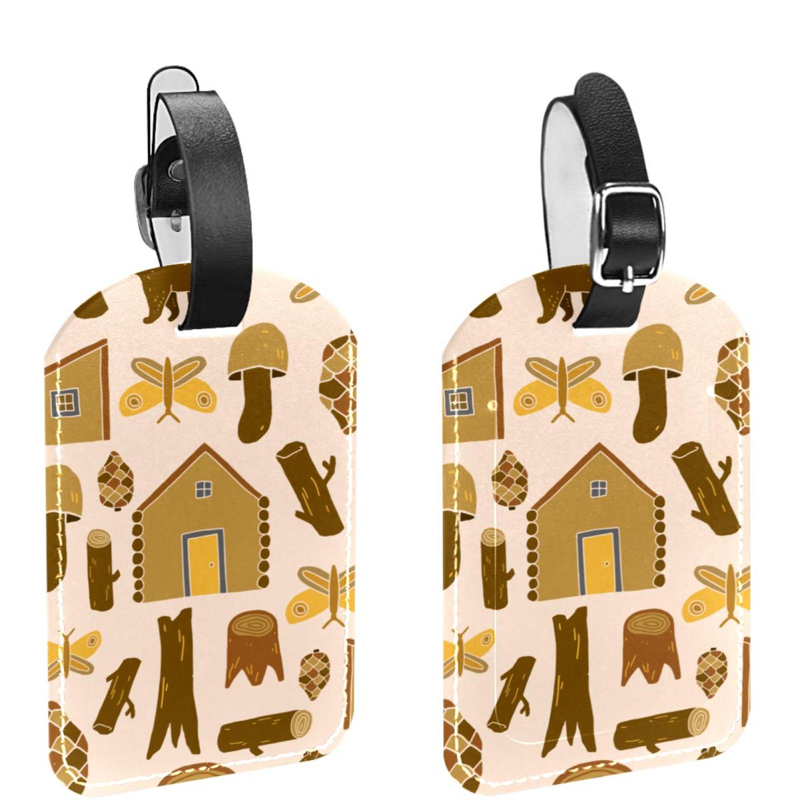 Square 2Pack PU Leather Jungle Element Cruise Luggage Tag with Privacy ...