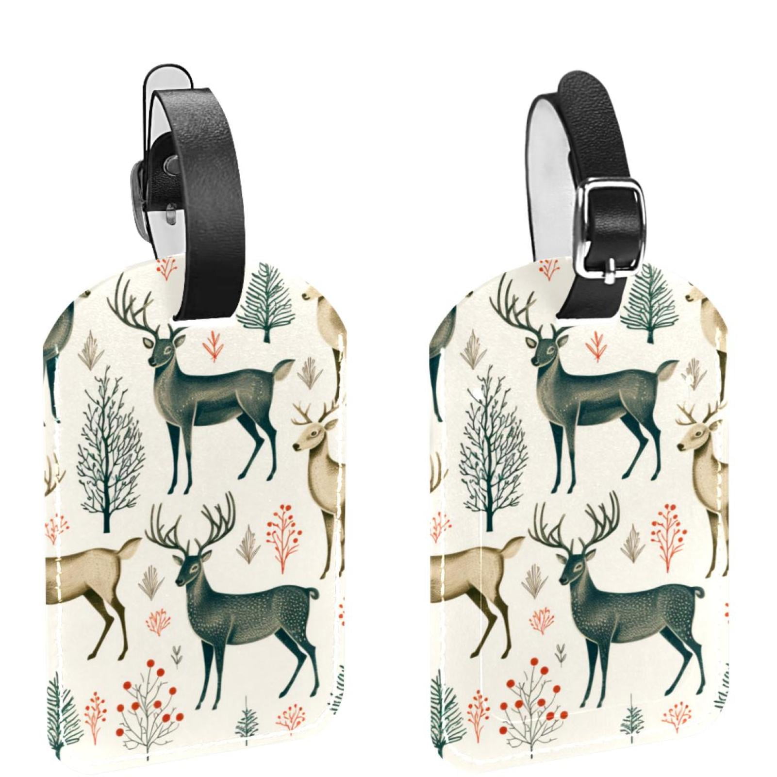 Square 2Pack PU Leather Jungle Elk Cruise Luggage Tag with Privacy ...