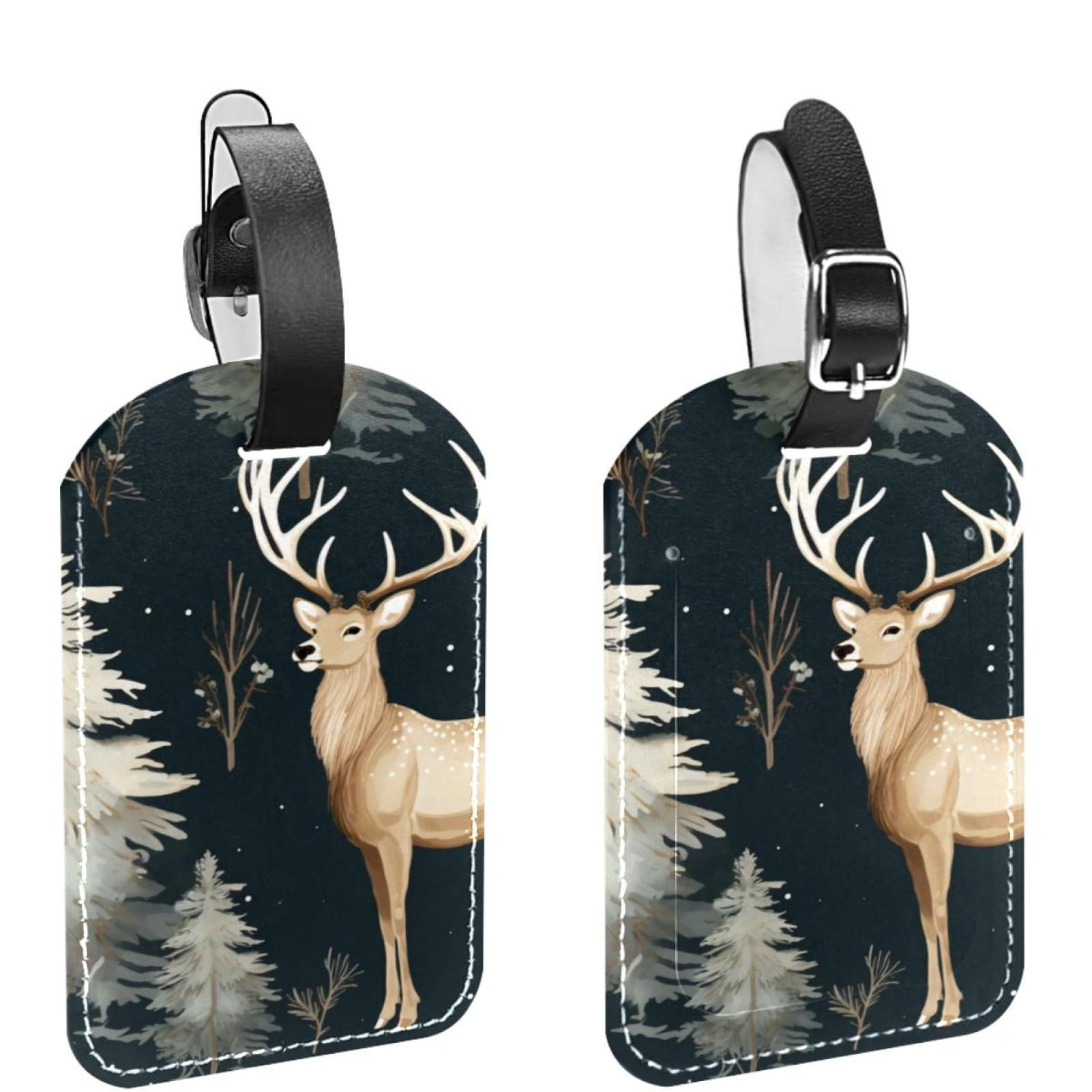 Square 2Pack PU Leather Jungle Elk Cruise Luggage Tag with Privacy ...