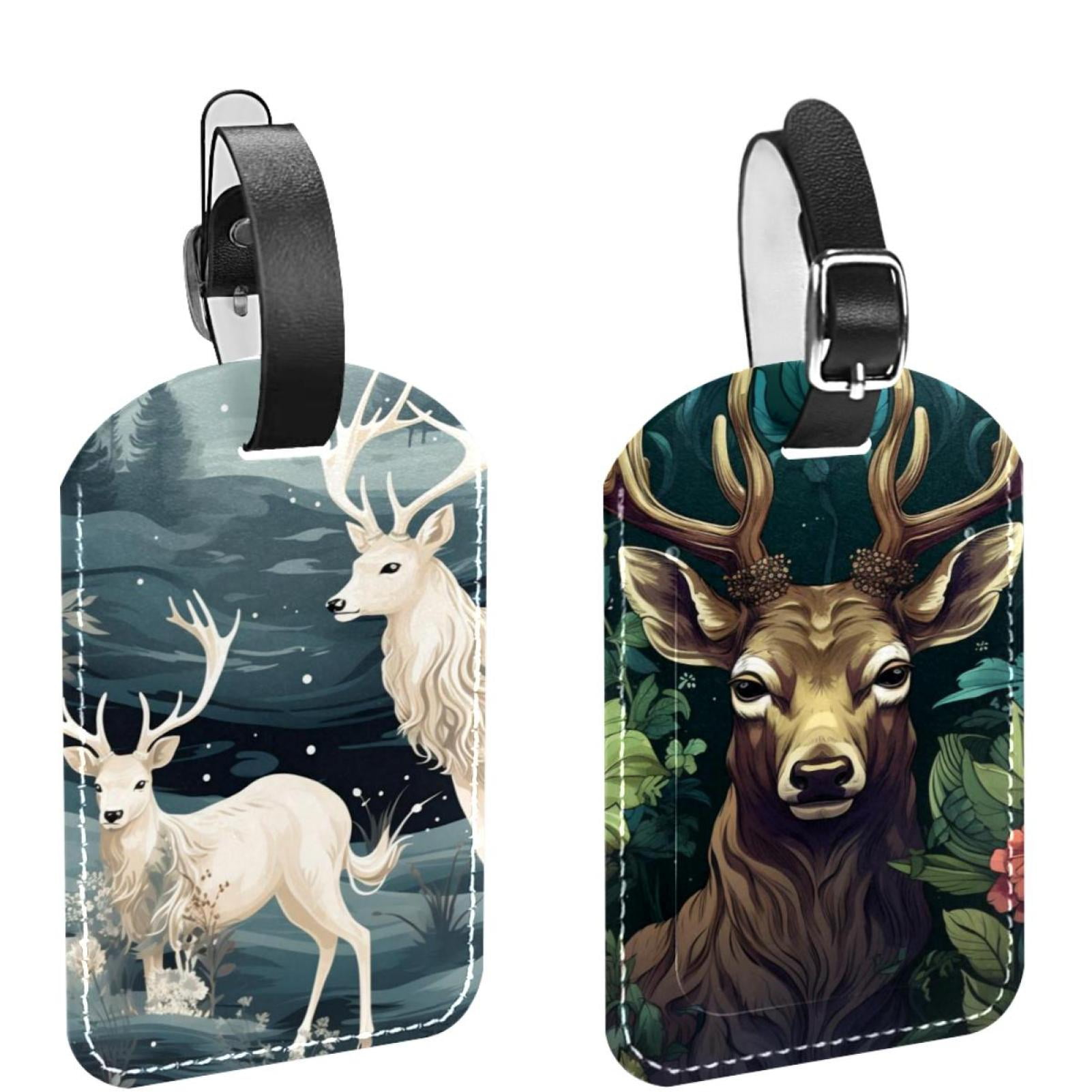Square 2Pack PU Leather Jungle Elk Cruise Luggage Tag with Privacy ...