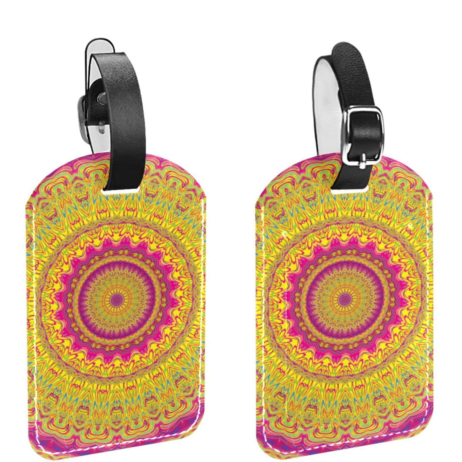 Square 2Pack PU Leather Kaleidoscopic Art Cruise Luggage Tag with ...