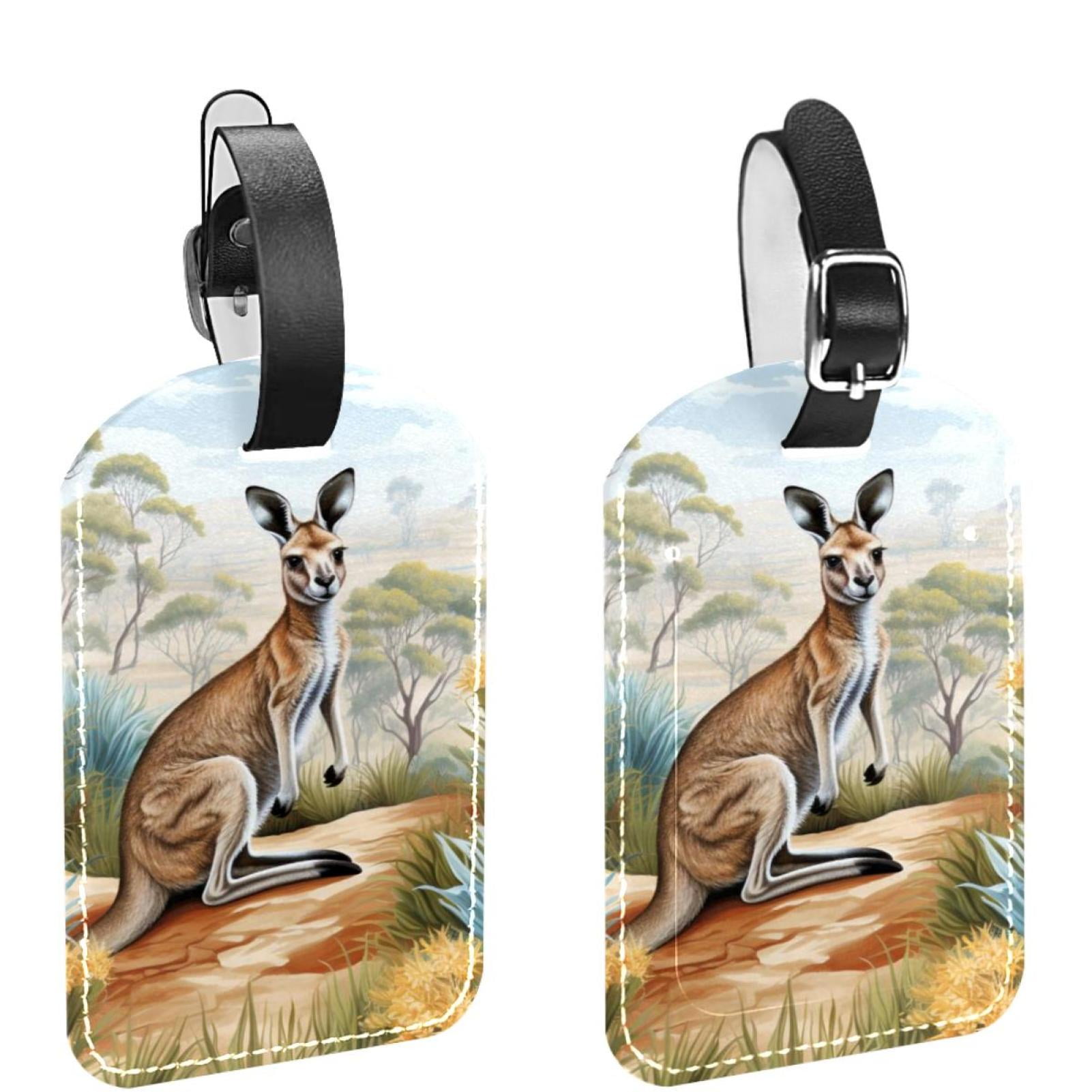 Square 2Pack PU Leather Kangaroo Cruise Luggage Tag with Privacy Cover ...