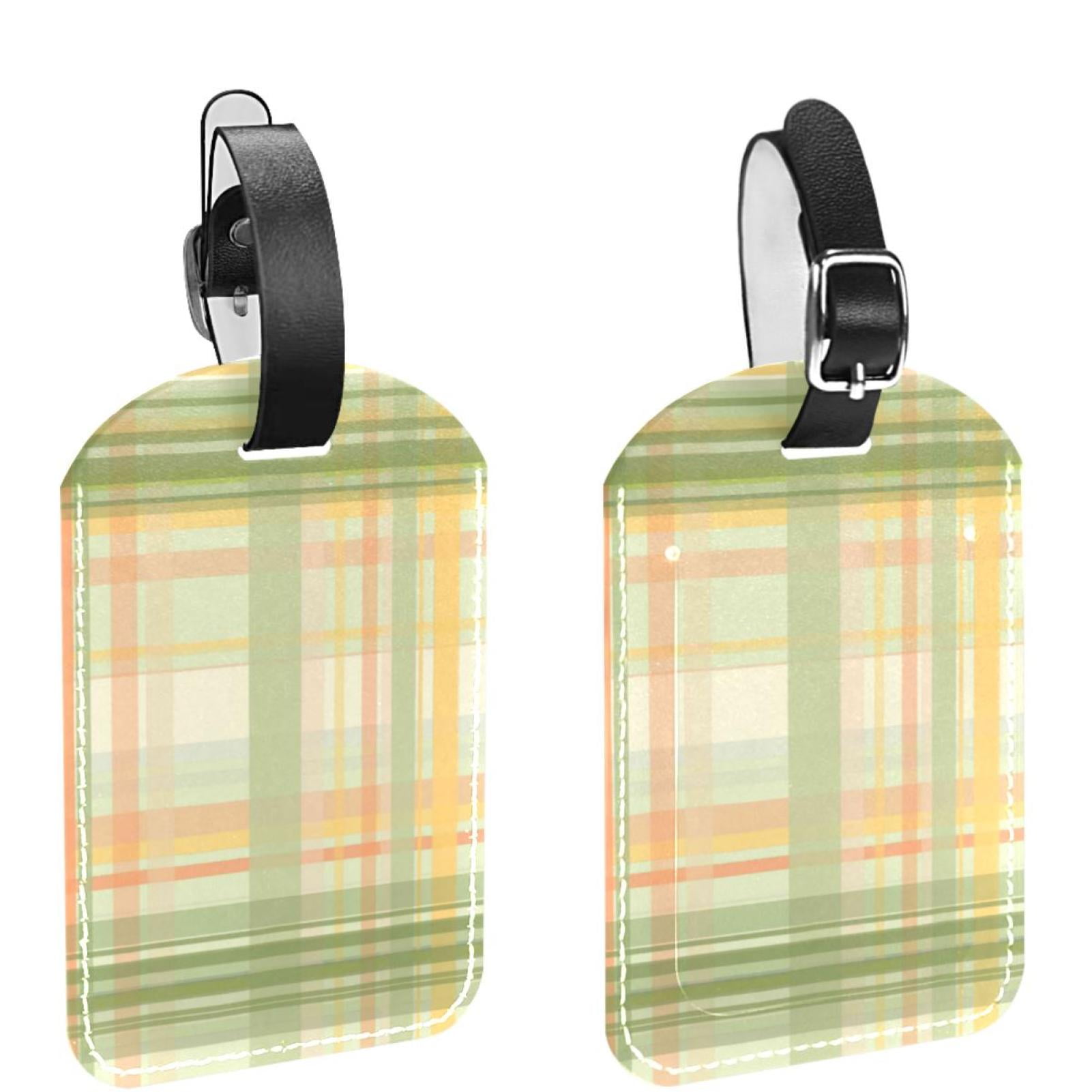 Square 2Pack PU Leather Lattice Cruise Luggage Tag with Privacy Cover ...