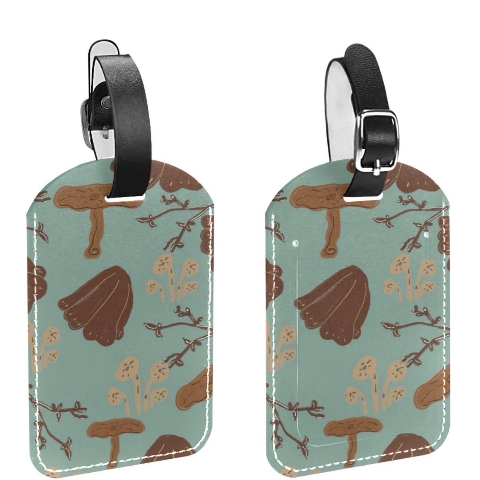 Square 2Pack PU Leather Leaves Cruise Luggage Tag with Privacy Cover ...