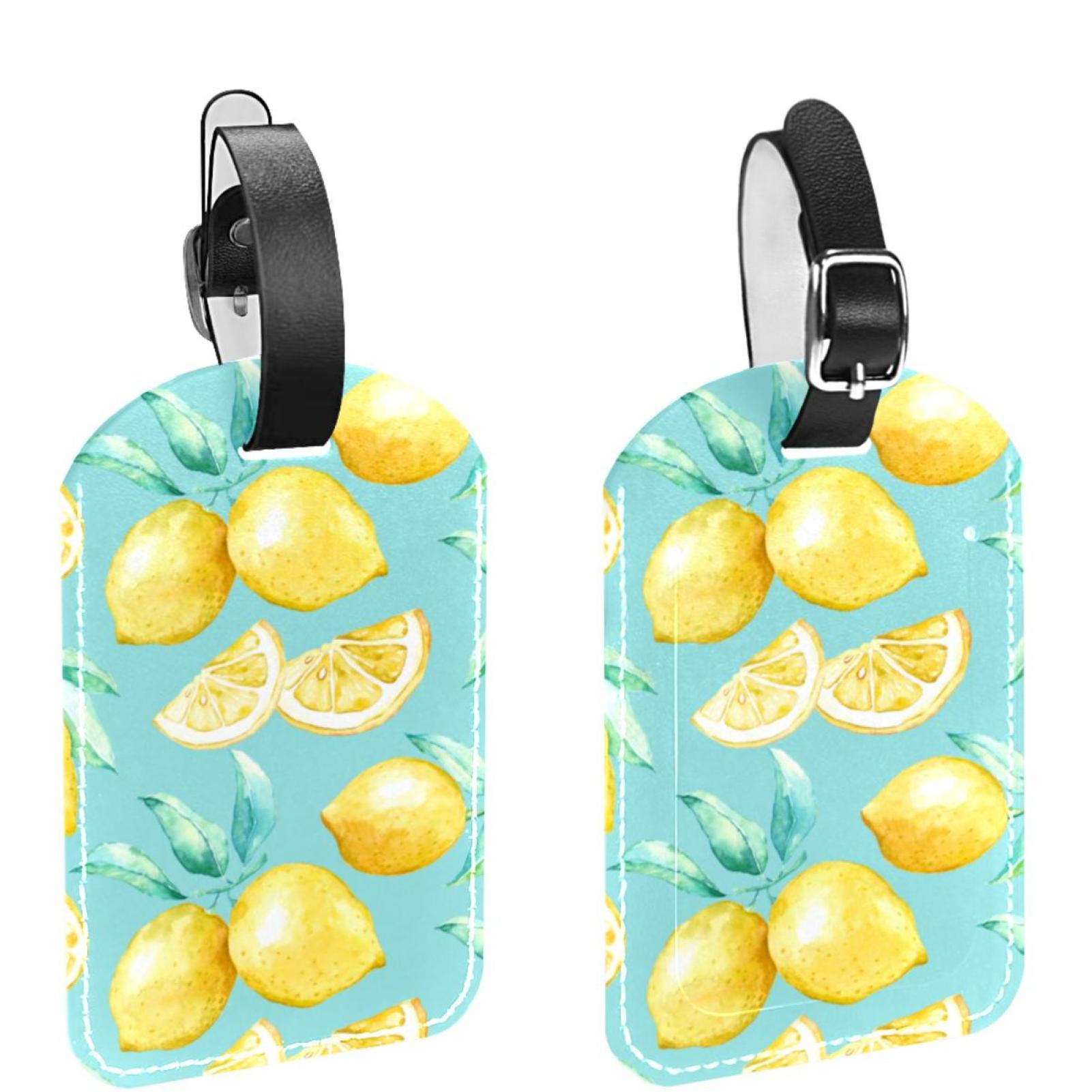Square 2Pack PU Leather Lemon Cruise Luggage Tag with Privacy Cover and ...