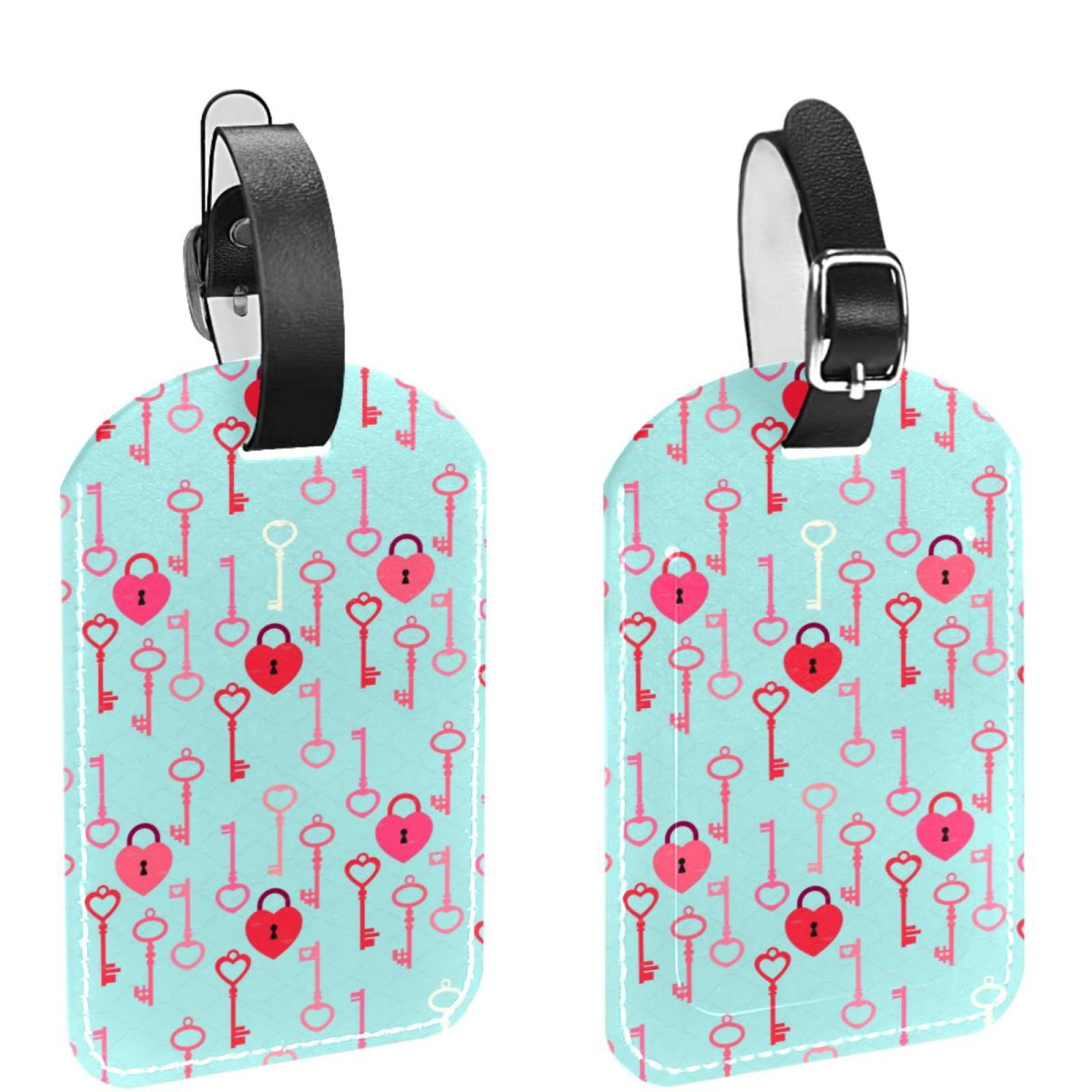 Square 2Pack PU Leather Lock and Key Cruise Luggage Tag with Privacy ...
