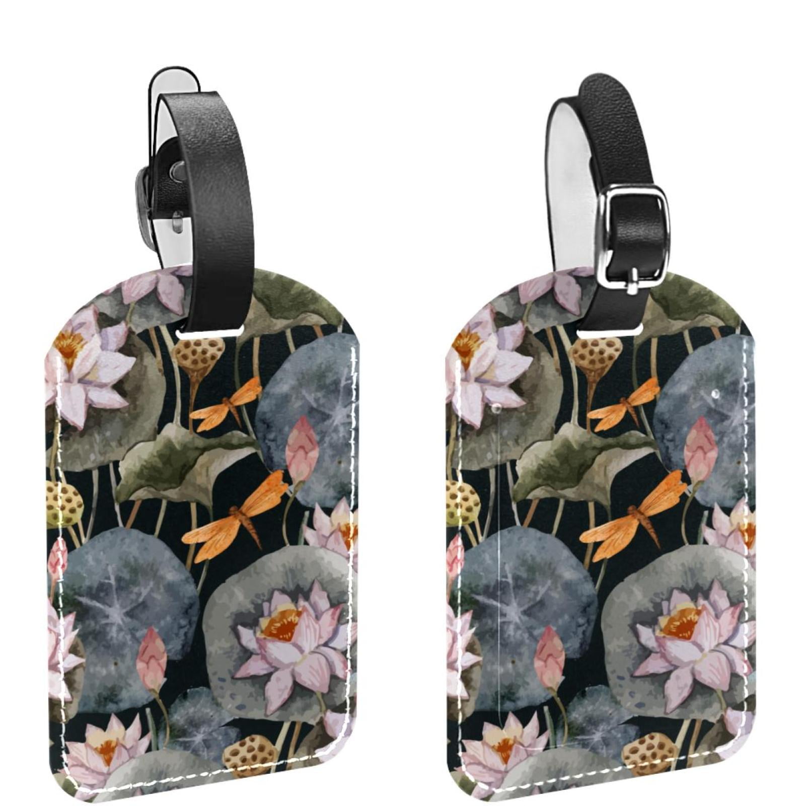 Square 2Pack PU Leather Lotus Pink Cruise Luggage Tag with Privacy ...