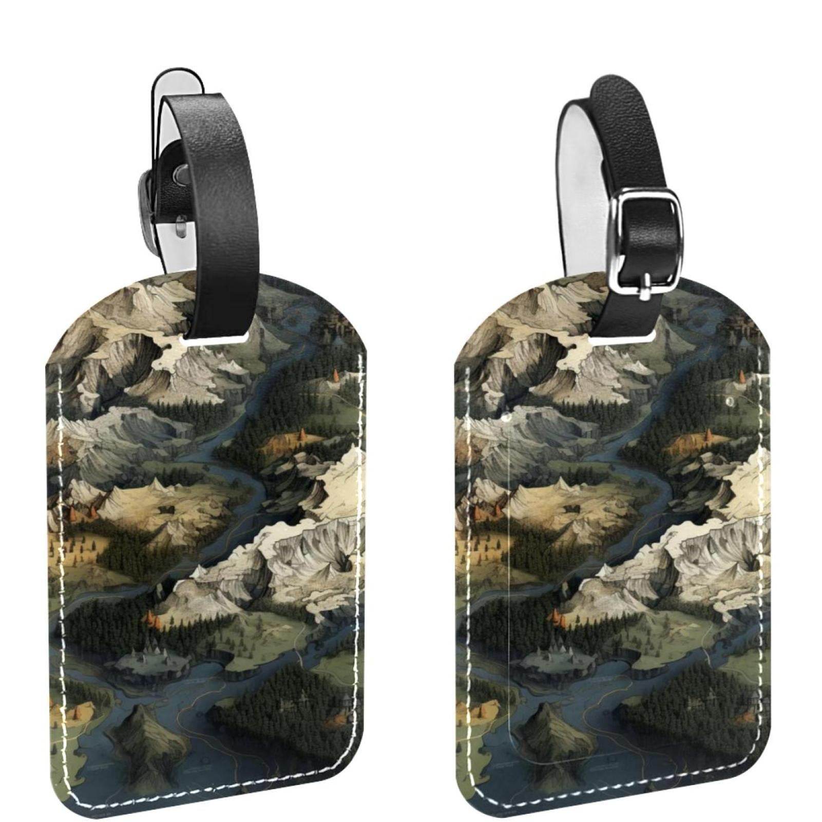 Square 2Pack PU Leather Map Cruise Luggage Tag with Privacy Cover and ...