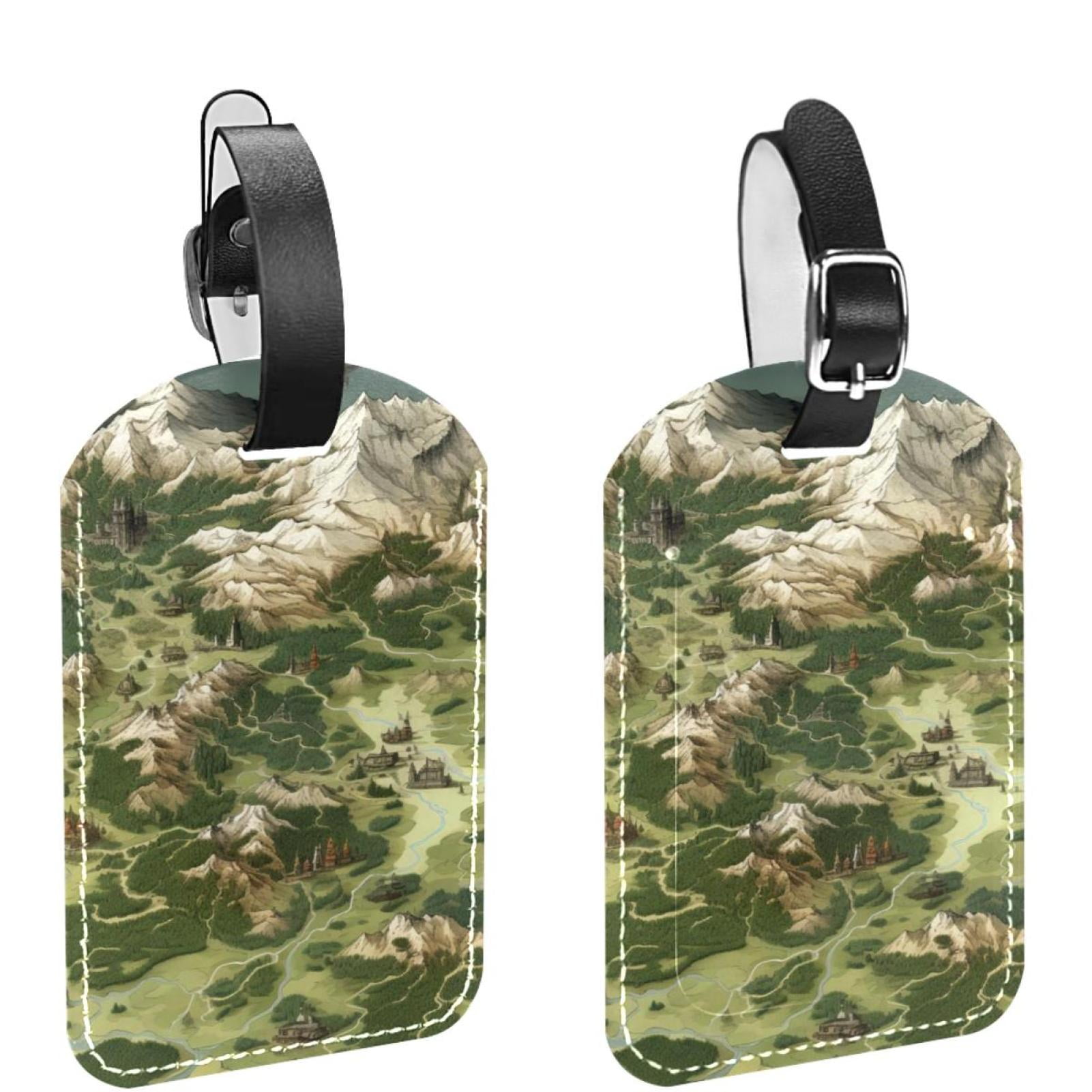 Square 2Pack PU Leather Map Cruise Luggage Tag with Privacy Cover and ...