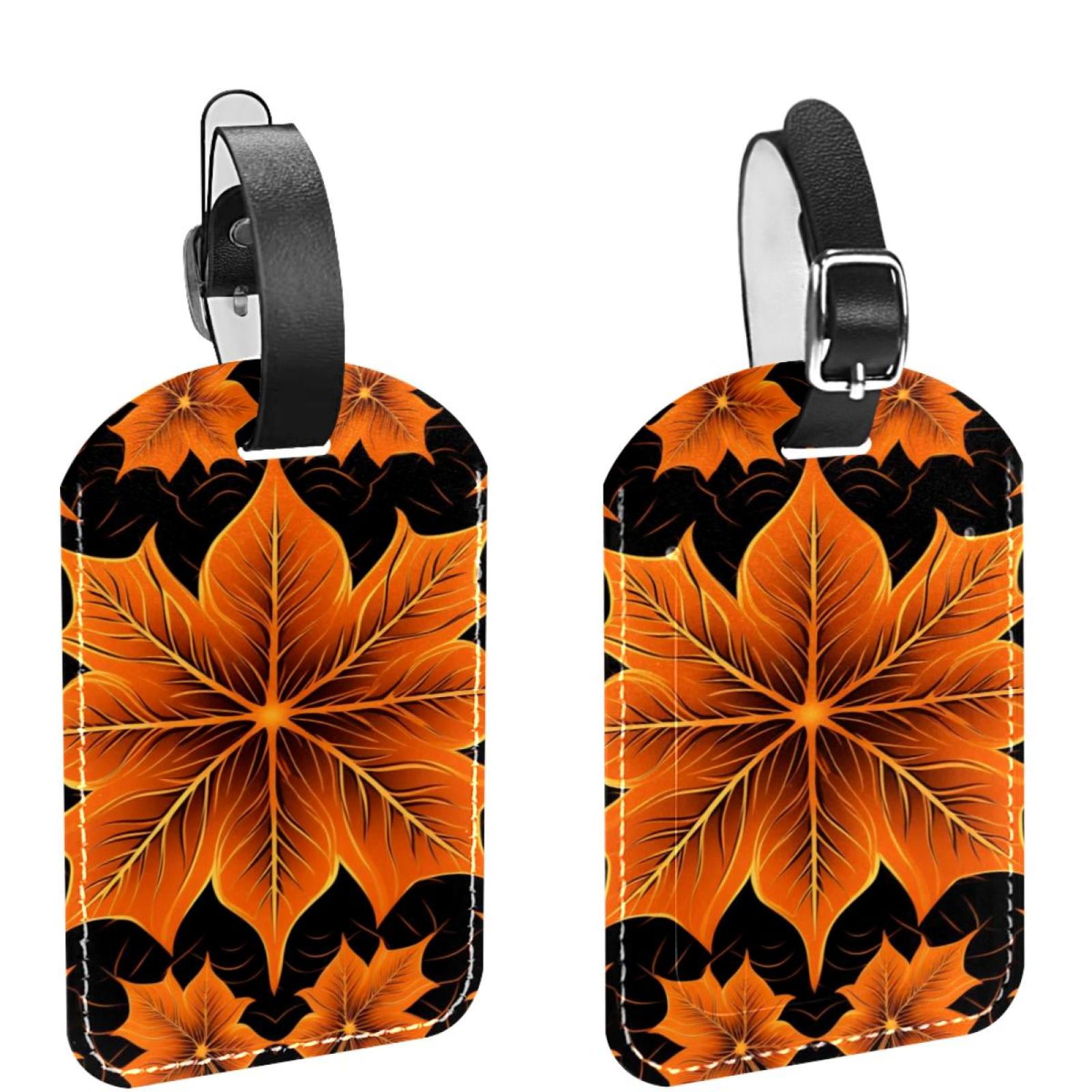 Square 2Pack PU Leather Maple Leaf Cruise Luggage Tag with Privacy ...