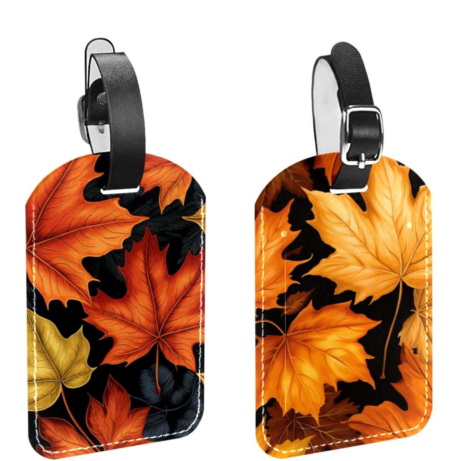 Square 2Pack PU Leather Maple Leaf Cruise Luggage Tag with Privacy ...