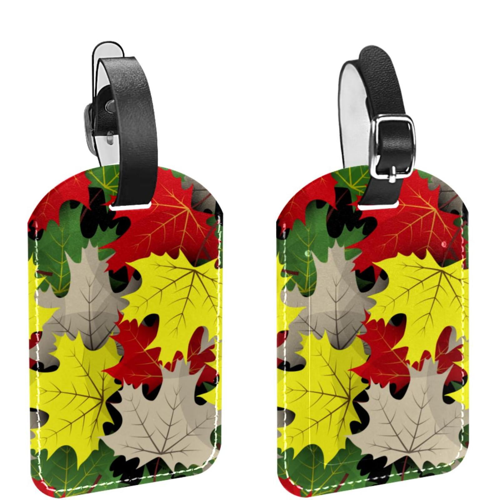 Square 2Pack PU Leather Maple Leaf Cruise Luggage Tag with Privacy ...