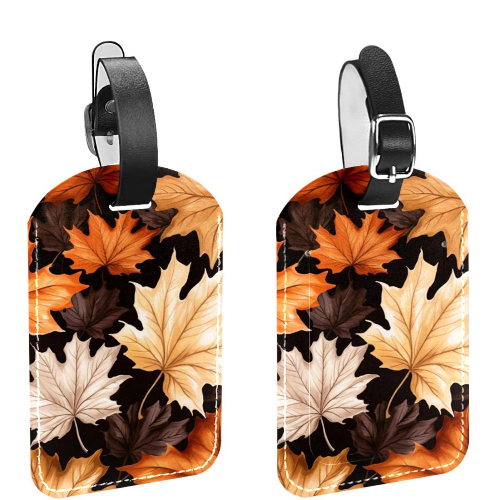Square 2Pack PU Leather Maple Leaf Cruise Luggage Tag with Privacy ...