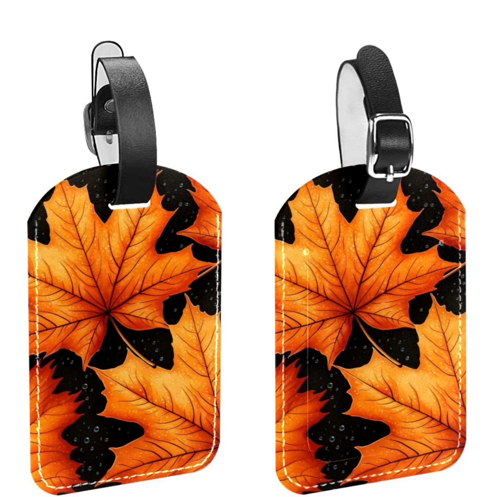 Square 2Pack PU Leather Maple Leaf Cruise Luggage Tag with Privacy ...