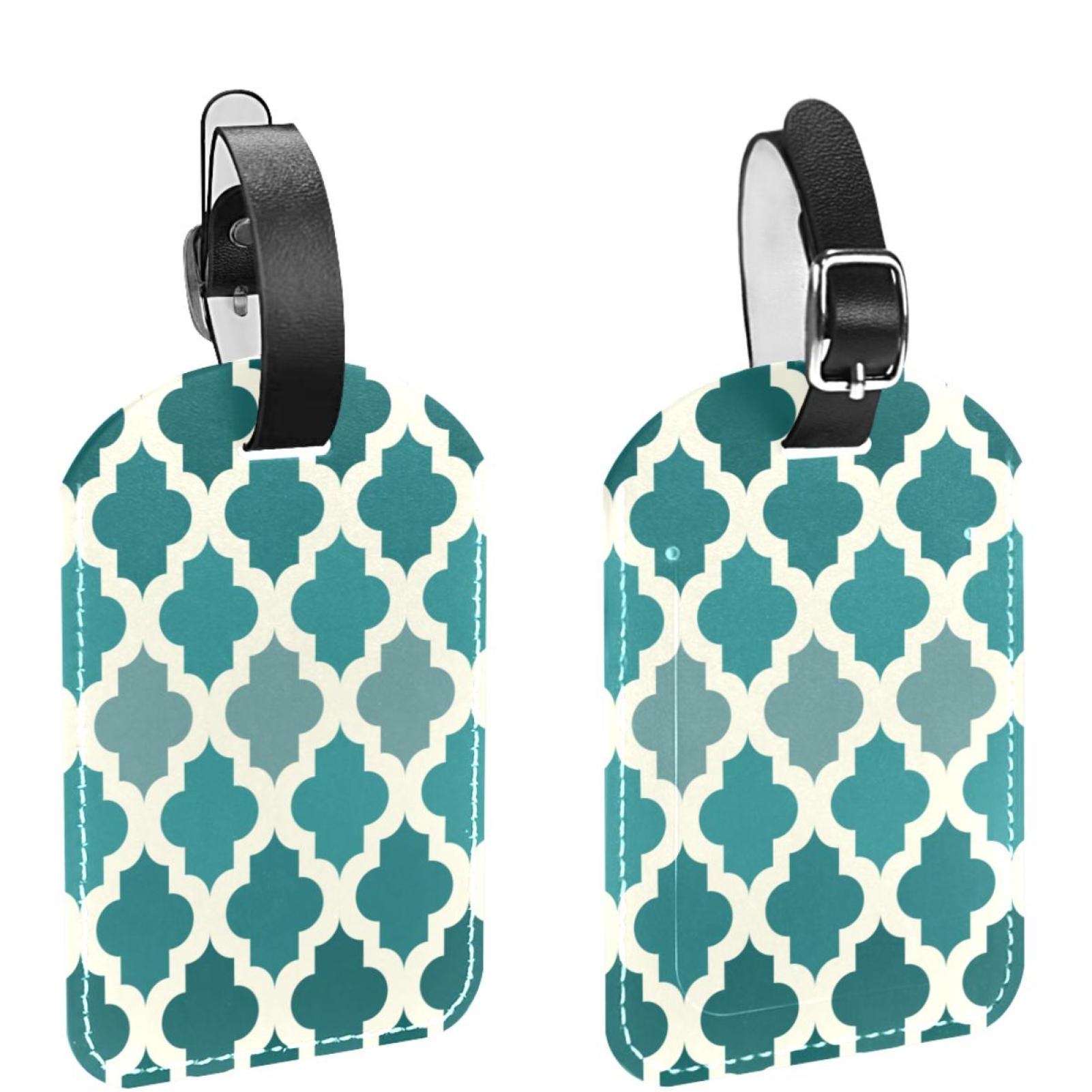 Square 2Pack PU Leather Moroccan Emerald Cruise Luggage Tag with ...