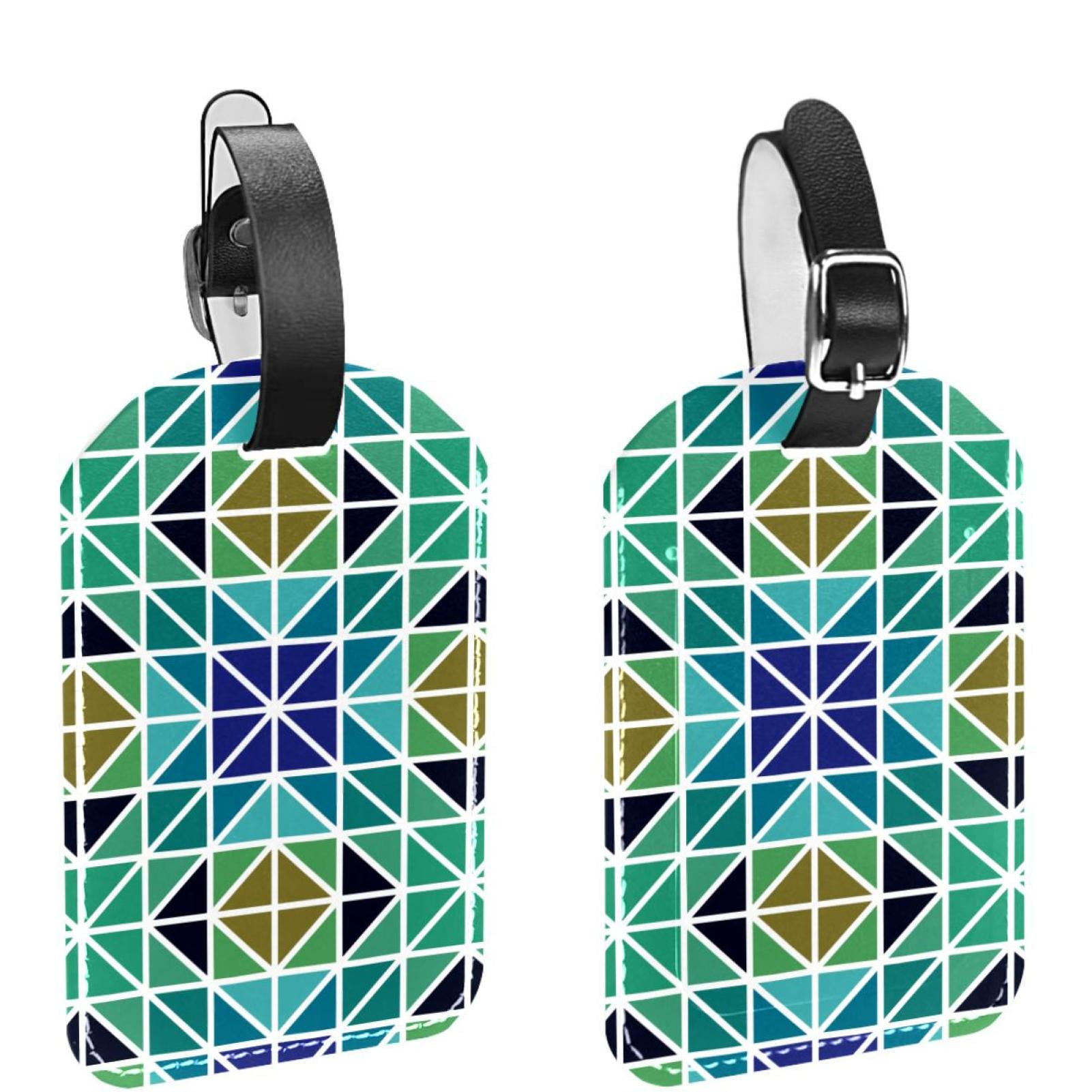 Square 2Pack PU Leather Mosaic Triangle Symmetry Cruise Luggage Tag ...