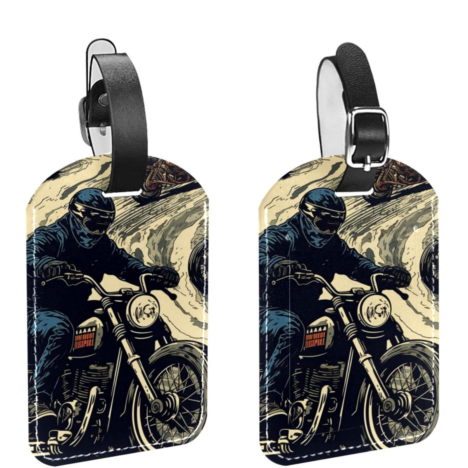 Square 2Pack PU Leather Motorcycle Cruise Luggage Tag with Privacy ...