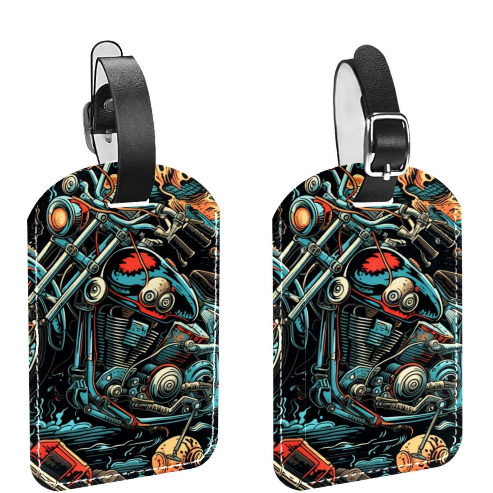 Square 2Pack PU Leather Motorcycle Cruise Luggage Tag with Privacy ...