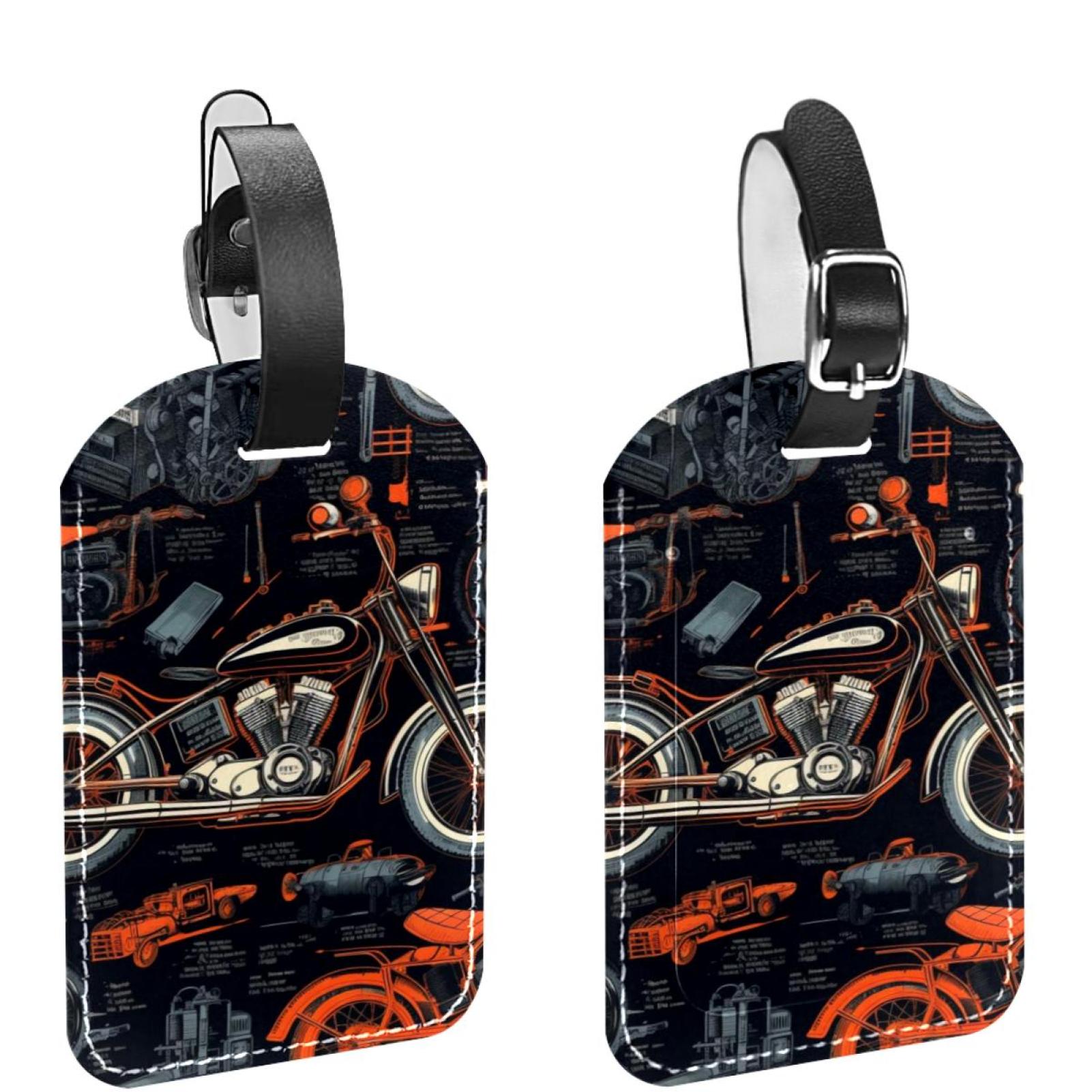 Square 2Pack PU Leather Motorcycle Cruise Luggage Tag with Privacy ...