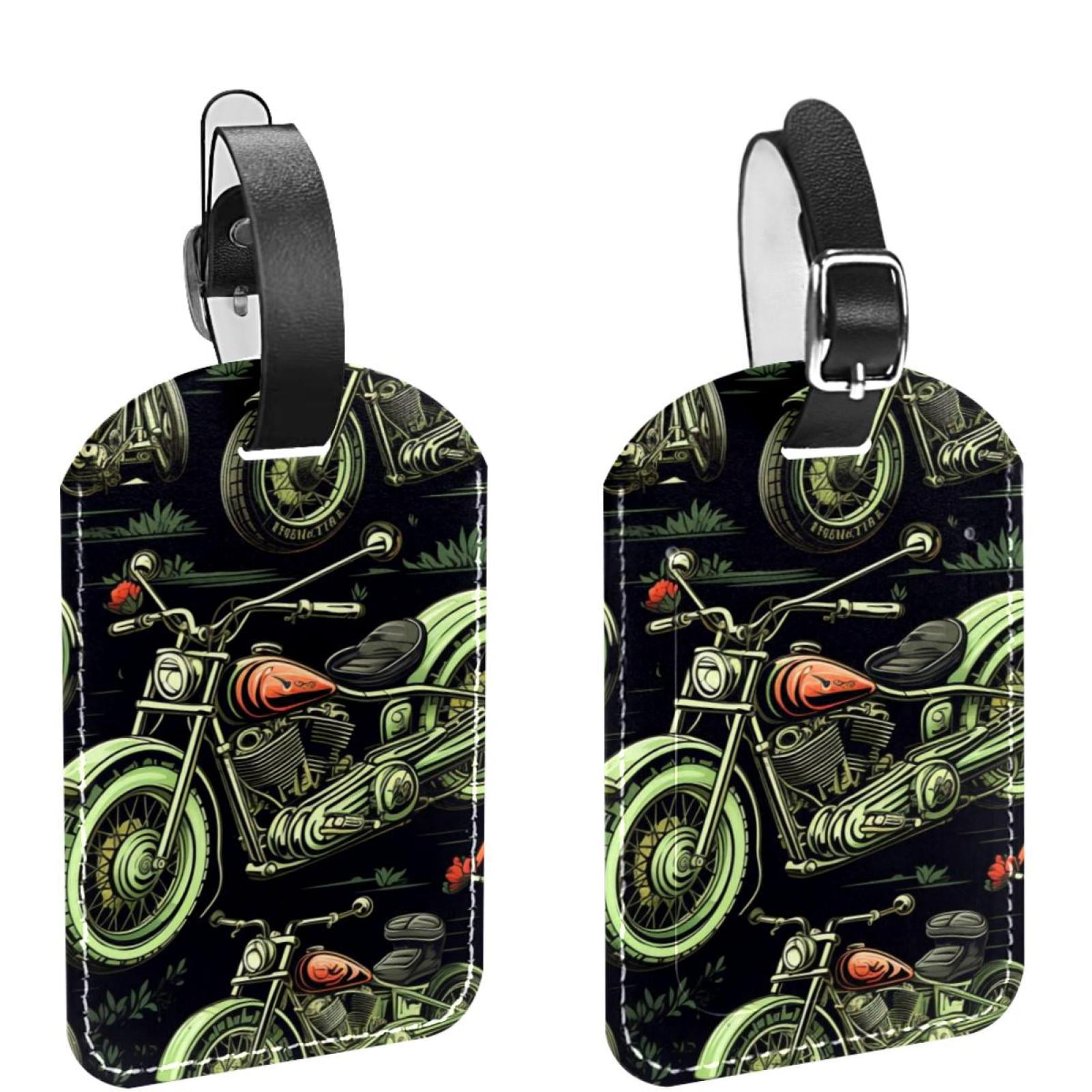 Square 2Pack PU Leather Motorcycle Cruise Luggage Tag with Privacy ...