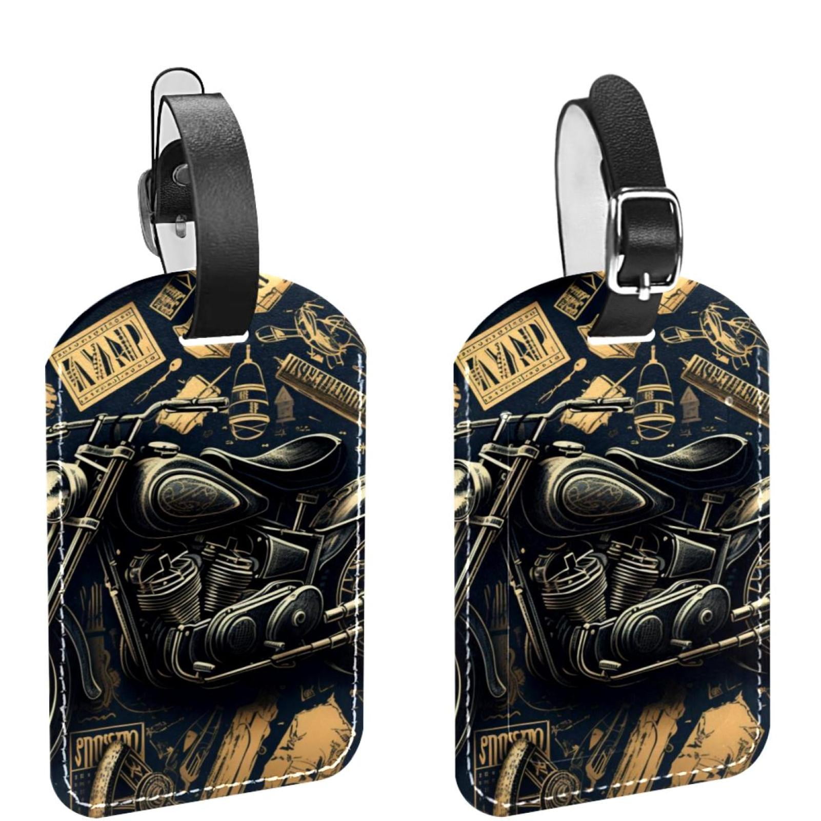 Square 2Pack PU Leather Motorcycle Cruise Luggage Tag with Privacy ...