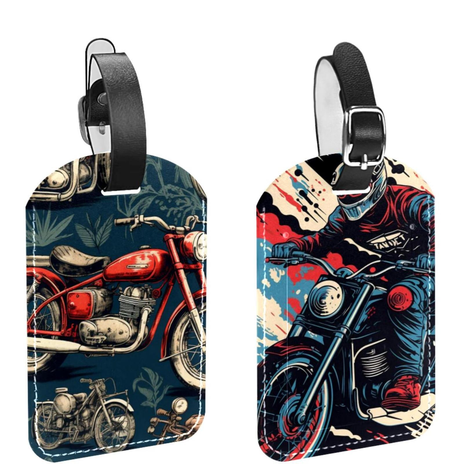 Square 2Pack PU Leather Motorcycle Cruise Luggage Tag with Privacy ...