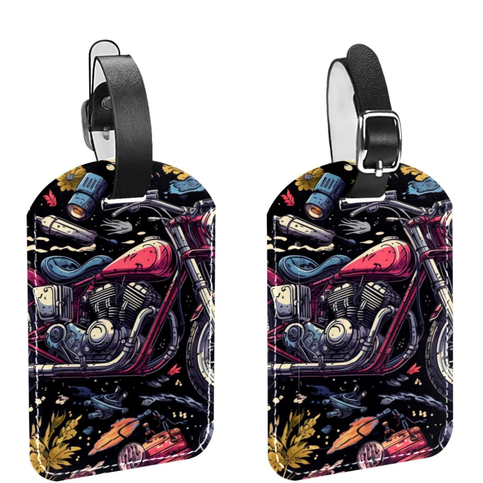 Square 2Pack PU Leather Motorcycle Cruise Luggage Tag with Privacy ...