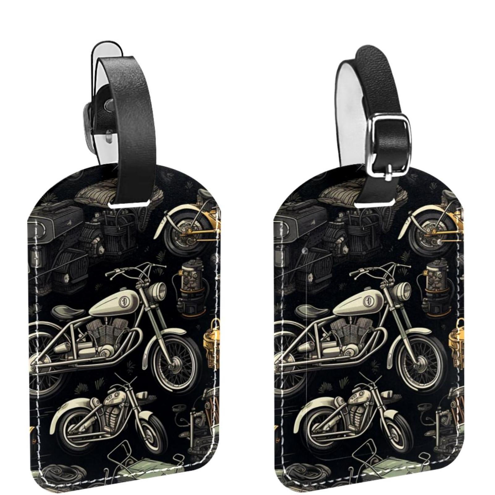 Square 2Pack PU Leather Motorcycle Cruise Luggage Tag with Privacy ...