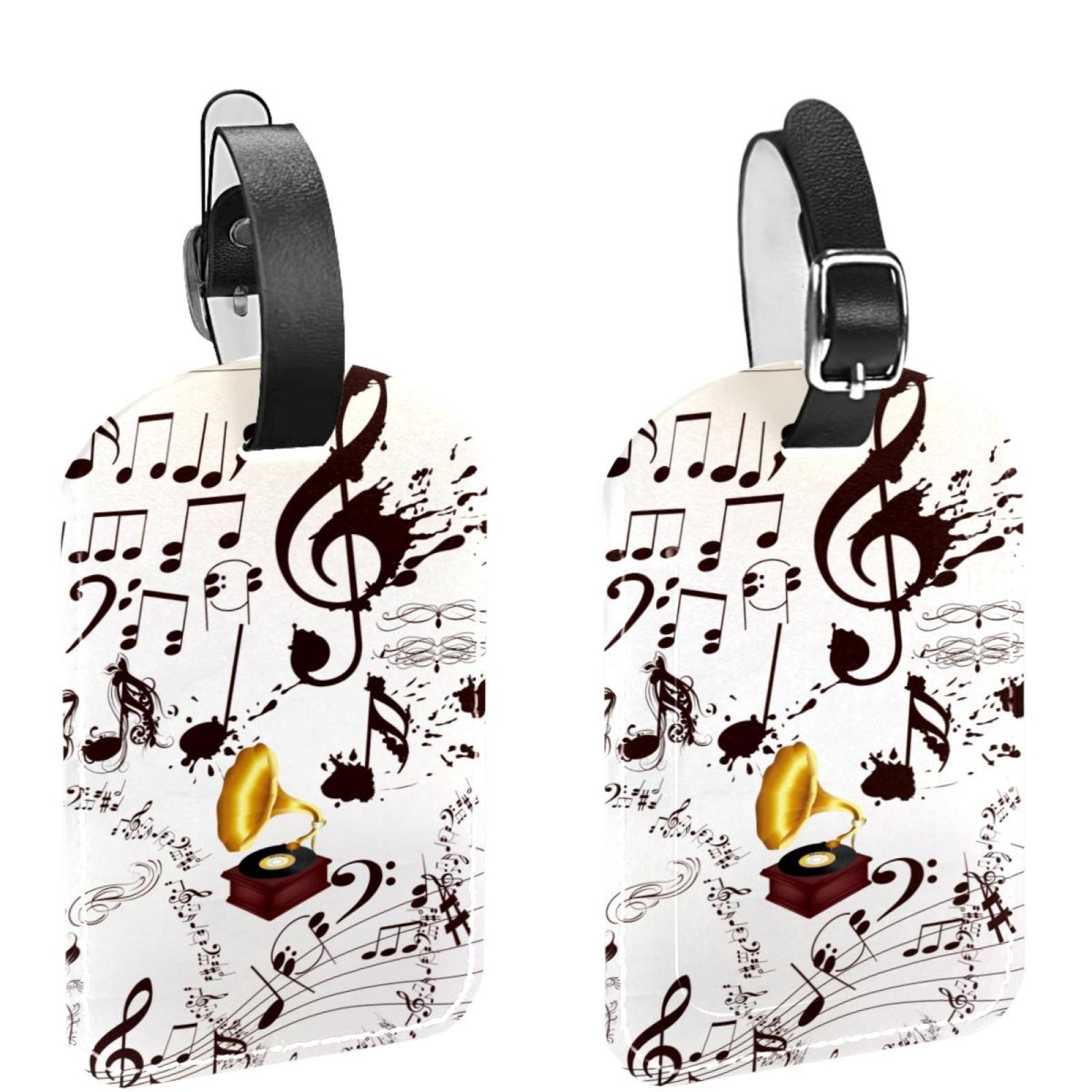 Square 2Pack PU Leather Music Notes Cruise Luggage Tag with Privacy ...