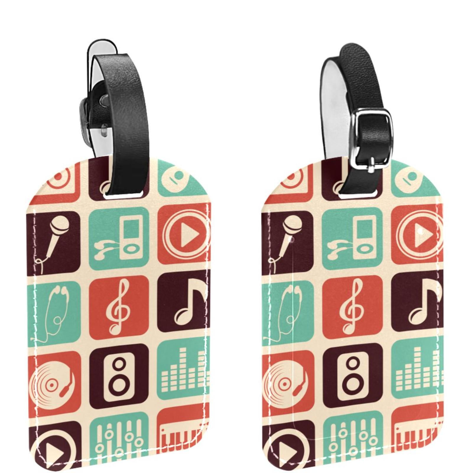 Square 2Pack PU Leather Music Notes Cruise Luggage Tag with Privacy ...