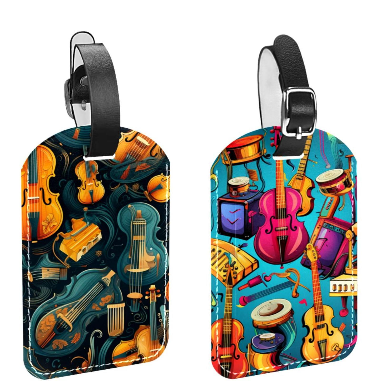 Square 2Pack PU Leather Musical Instrument Cruise Luggage Tag with ...