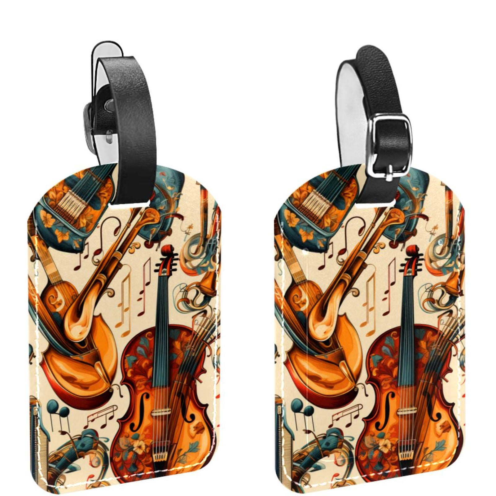 Square 2Pack PU Leather Musical Instrument Cruise Luggage Tag with ...