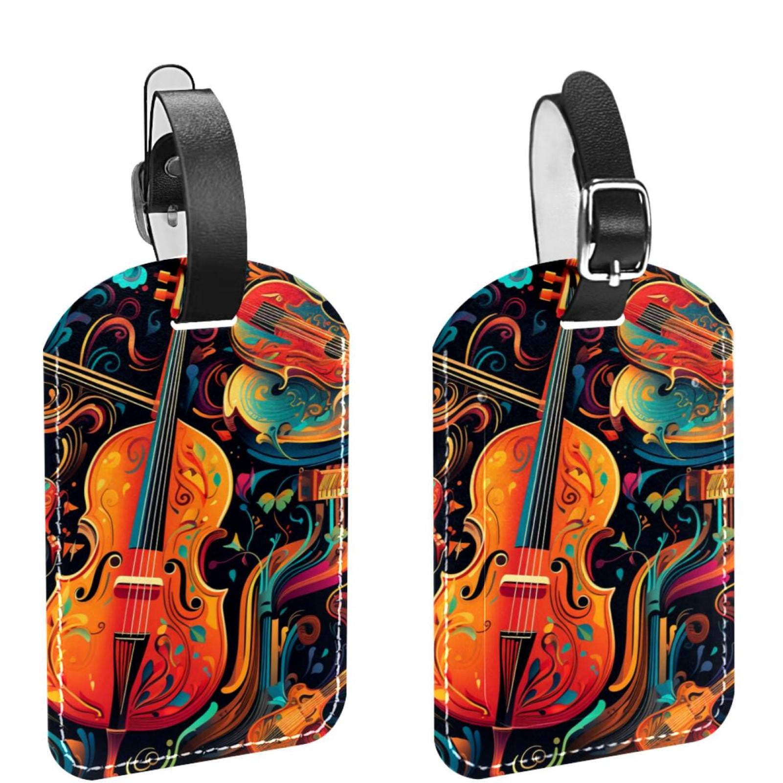 Square 2Pack PU Leather Musical Instrument Cruise Luggage Tag with ...