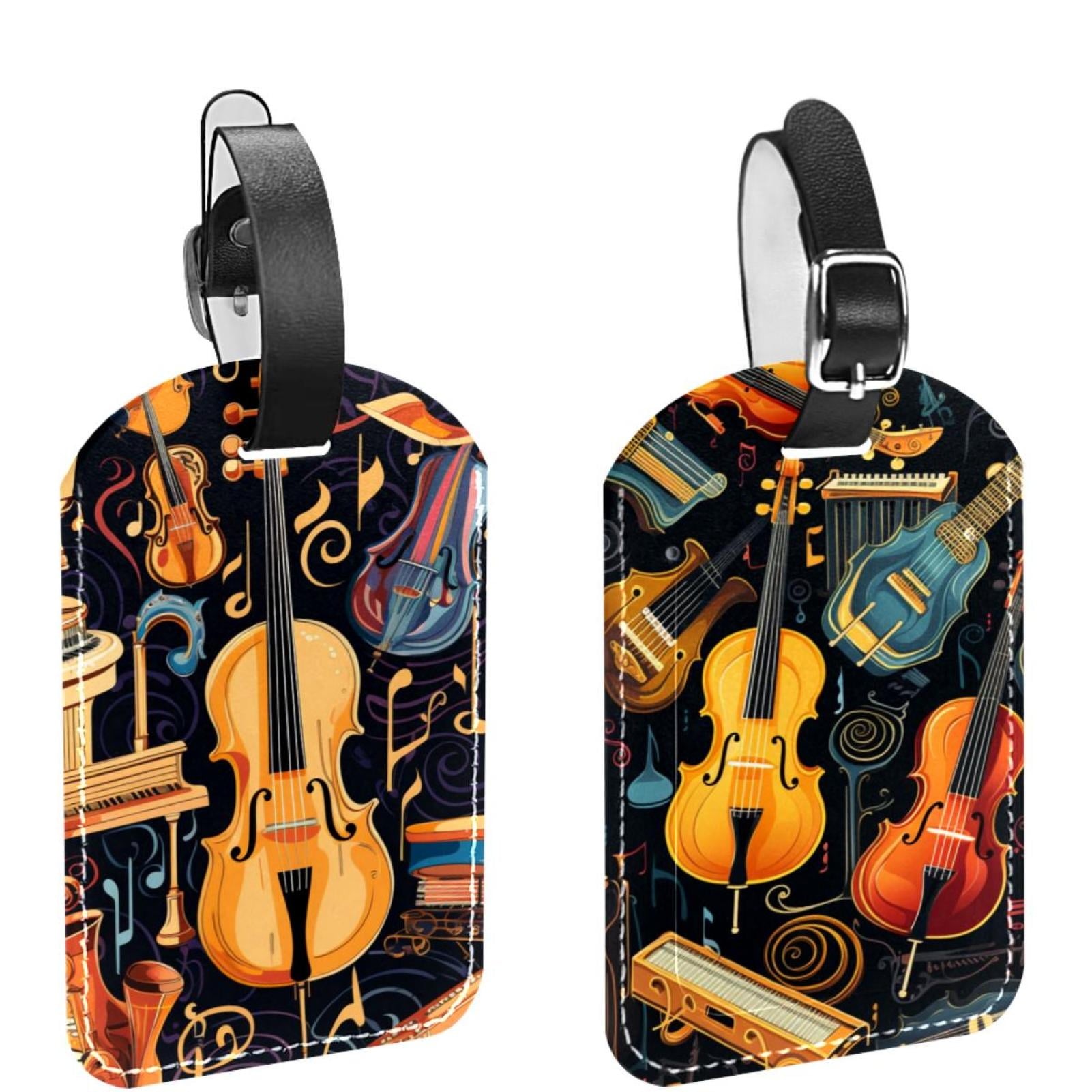 Square 2Pack PU Leather Musical Instrument Cruise Luggage Tag with ...