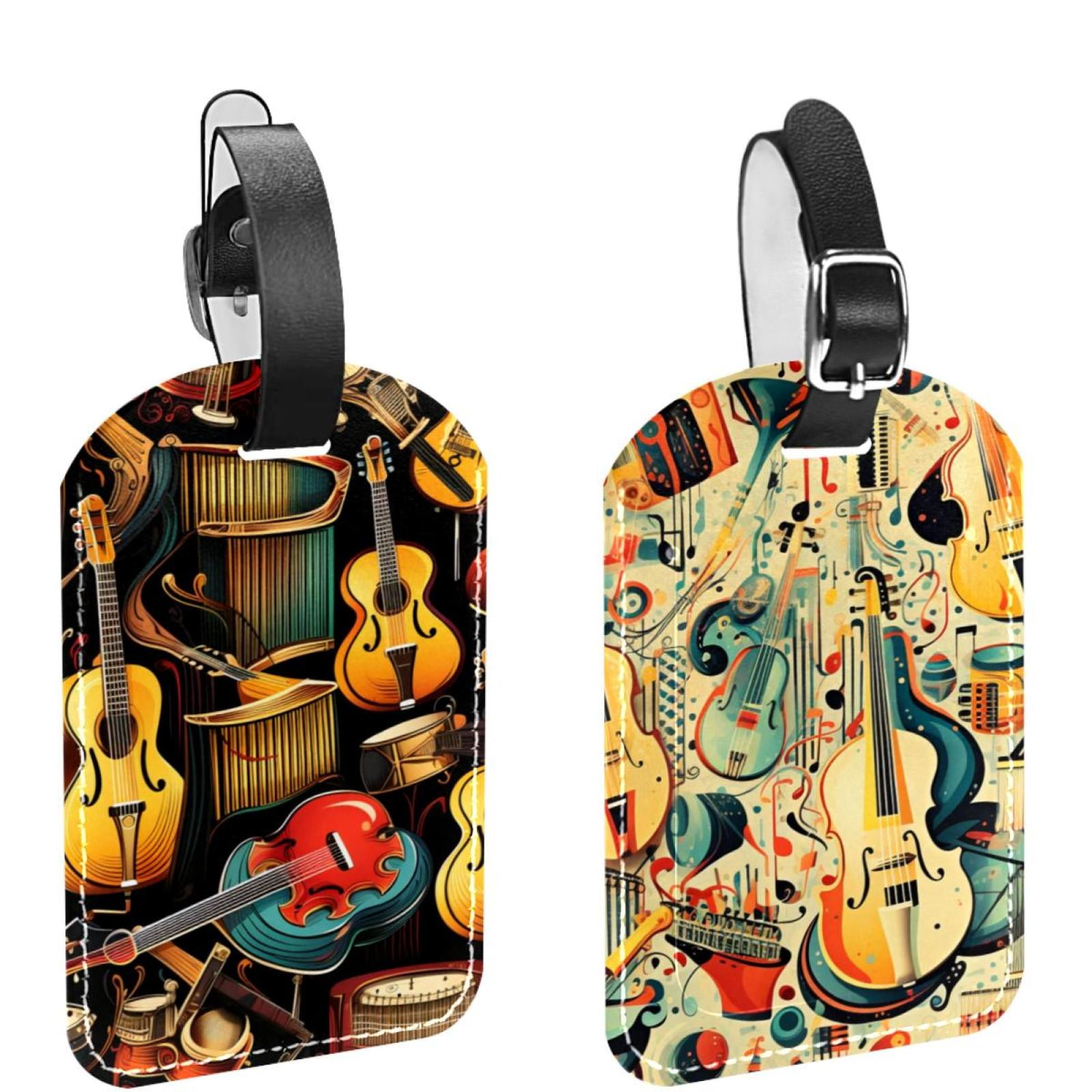 Square 2Pack PU Leather Musical Instrument Cruise Luggage Tag with ...