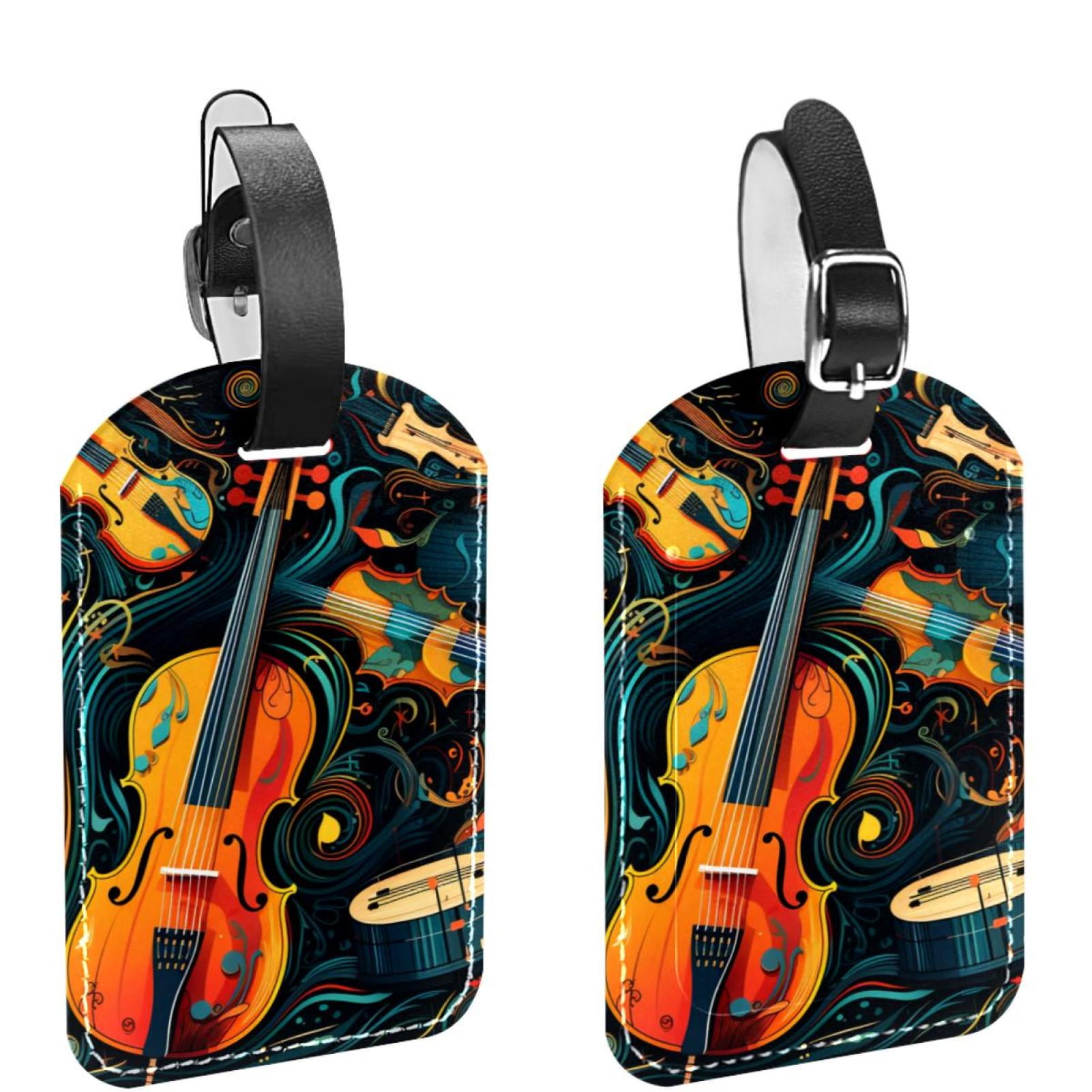 Square 2Pack PU Leather Musical Instrument Cruise Luggage Tag with ...