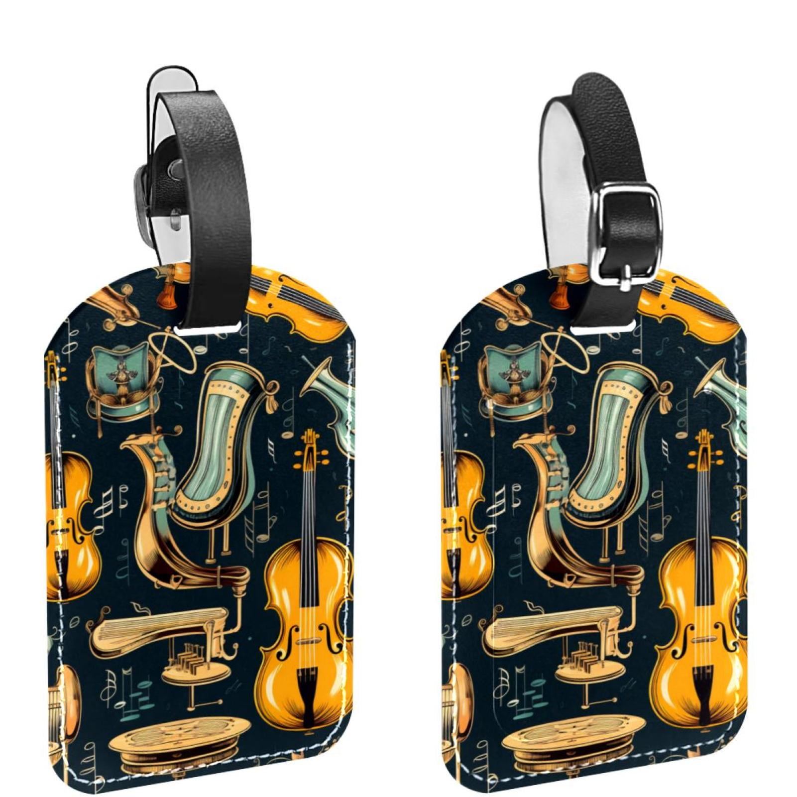 Square 2Pack PU Leather Musical Instrument Cruise Luggage Tag with ...