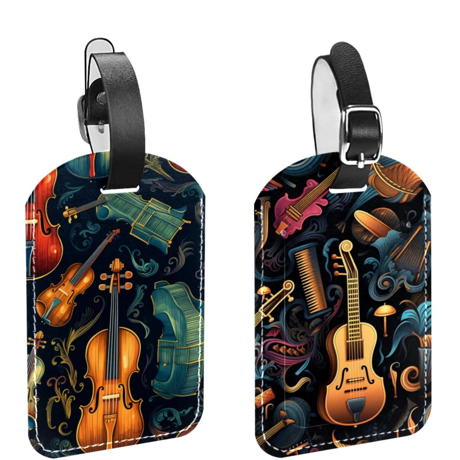 Square 2Pack PU Leather Musical Instrument Cruise Luggage Tag with ...