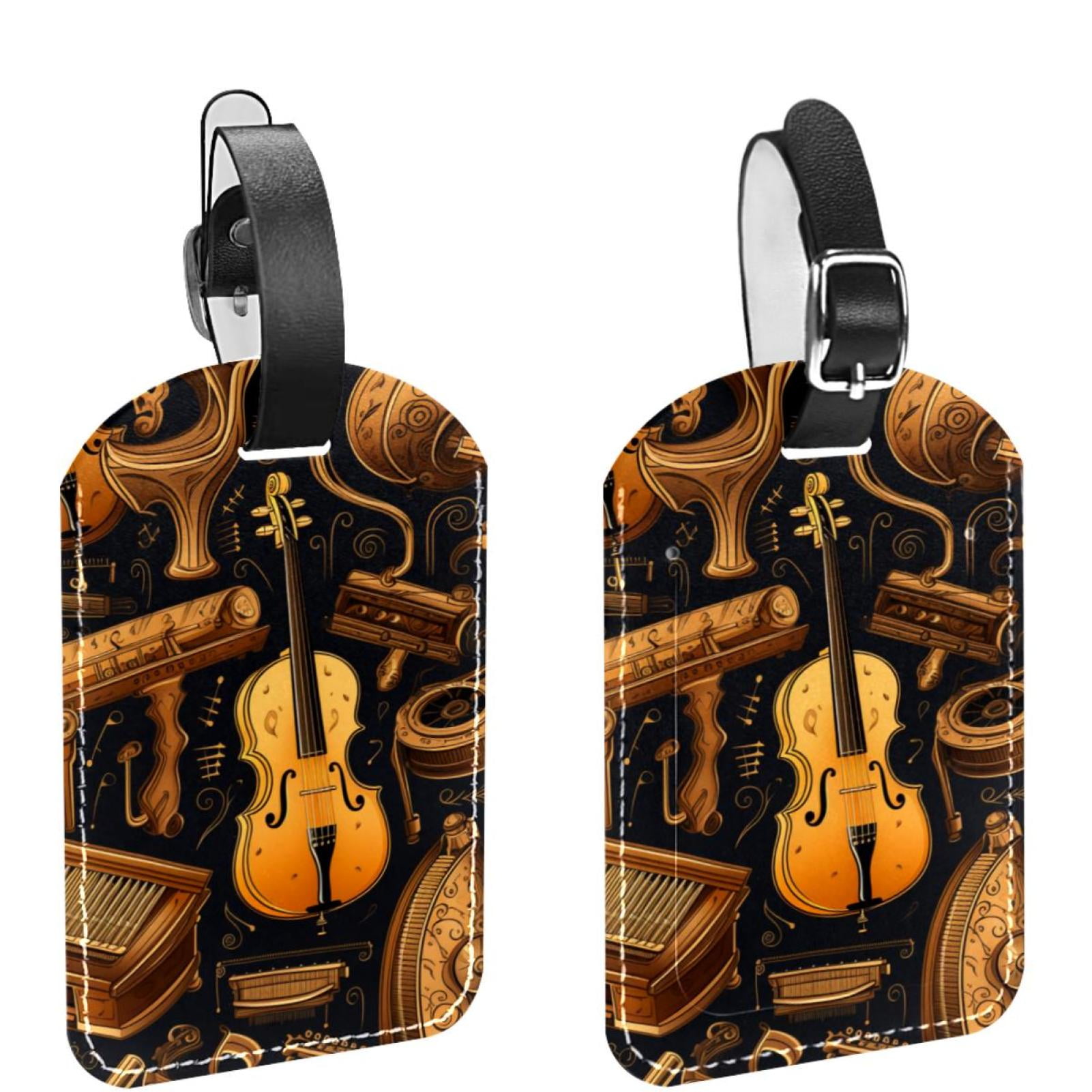 Square 2Pack PU Leather Musical Instrument Cruise Luggage Tag with ...
