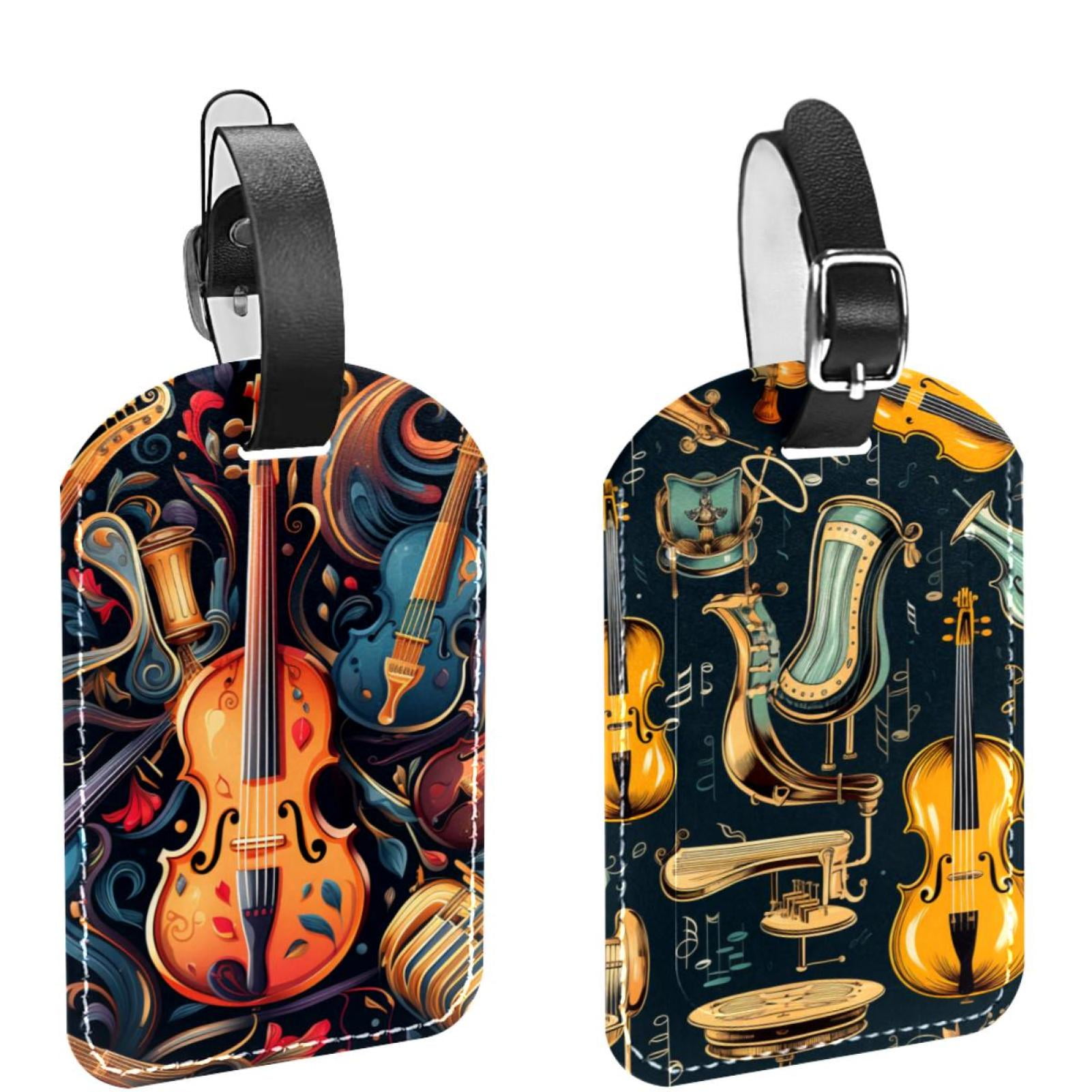Square 2Pack PU Leather Musical Instrument Cruise Luggage Tag with ...