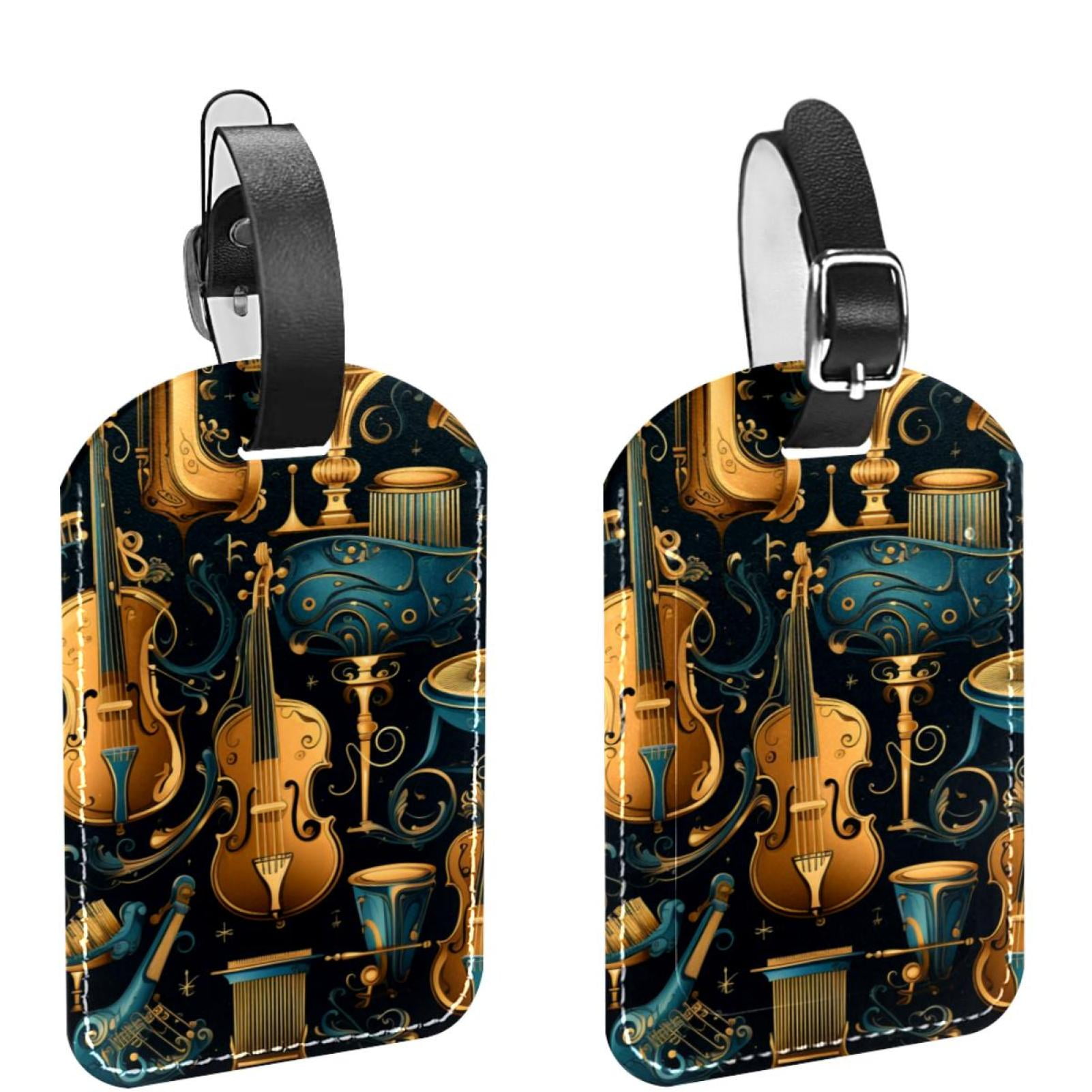 Square 2Pack PU Leather Musical Instrument Cruise Luggage Tag with ...