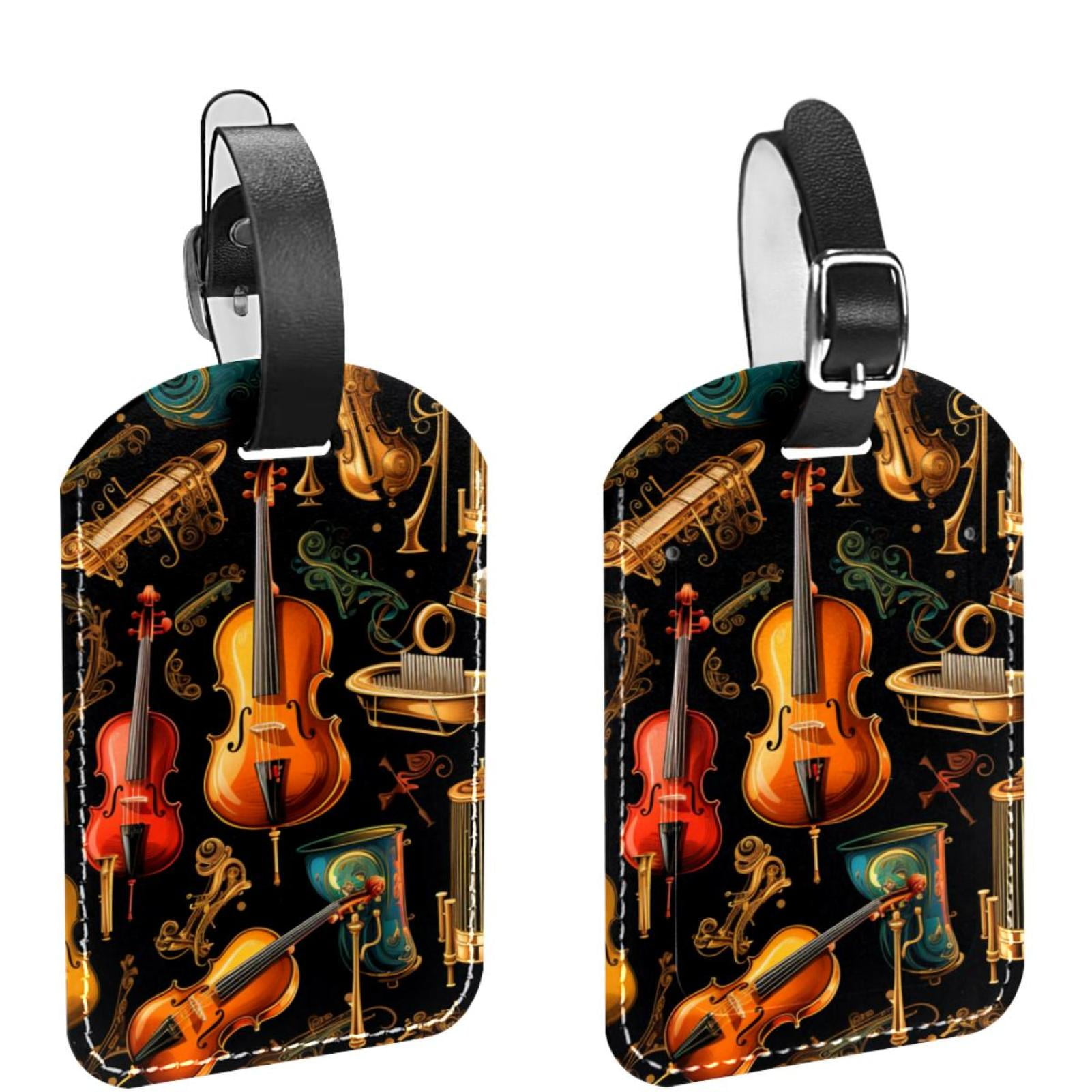Square 2Pack PU Leather Musical Instrument Cruise Luggage Tag with ...
